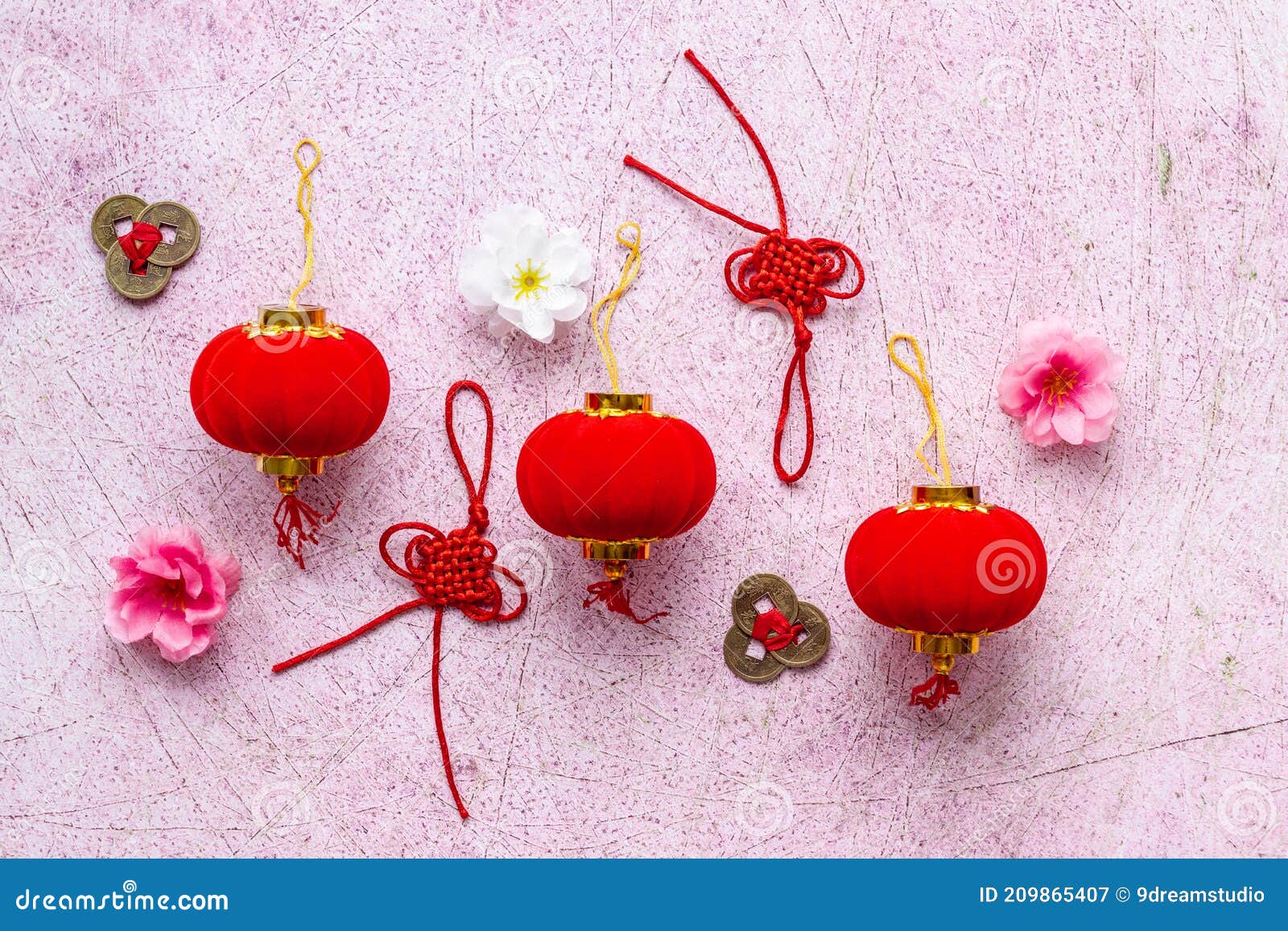 Chinese Red Knots for Good Luck, Top View Stock Image - Image of ...