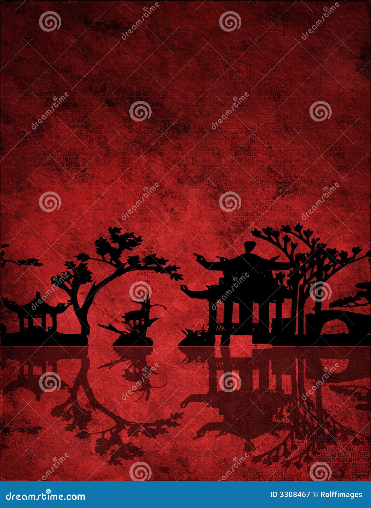 Chinese Red Landscape stock illustration. Illustration of craft - 3308467