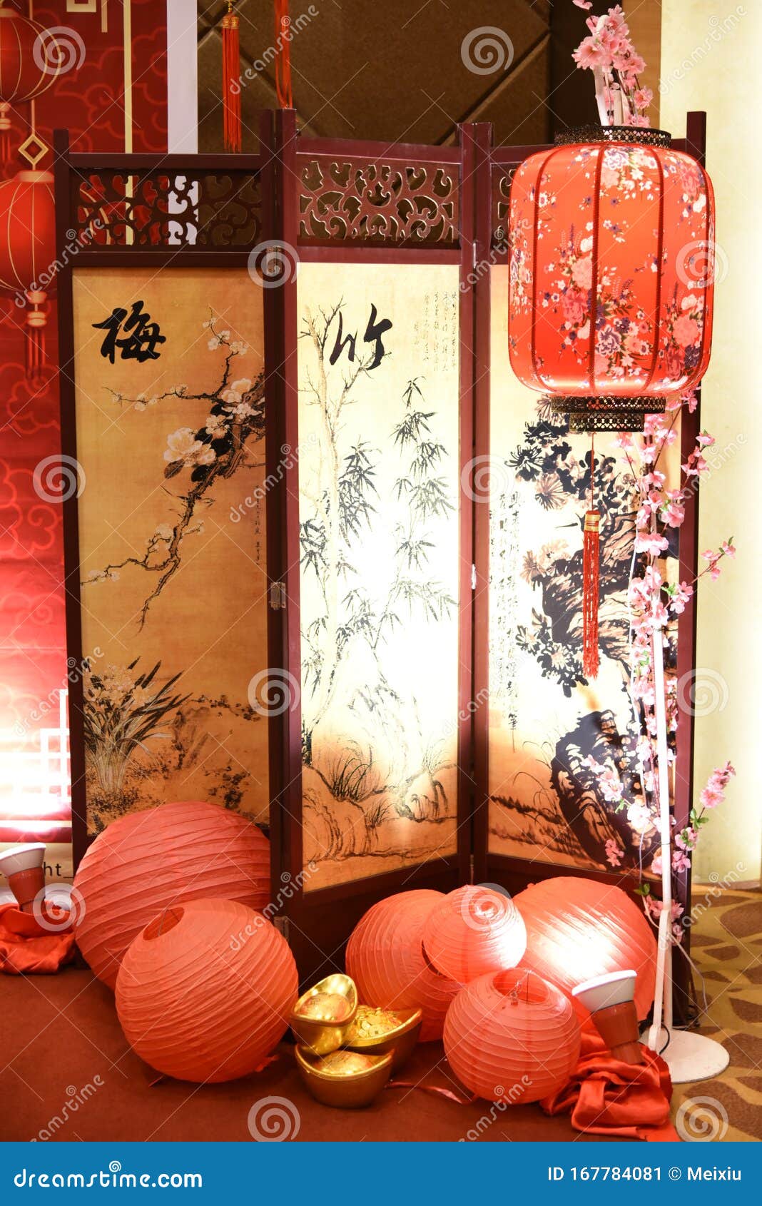 Chinese Traditional Red Lantern. Stock Image - Image of decoration ...