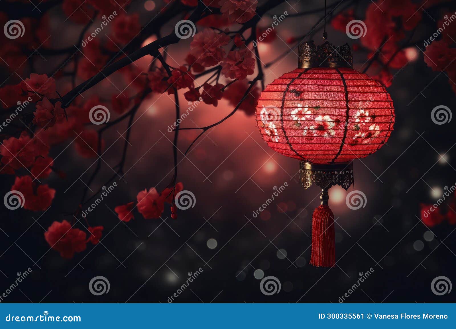 Chinese Red Lantern in a Tree. Chinese New Year. Lunar New Year. Stock ...
