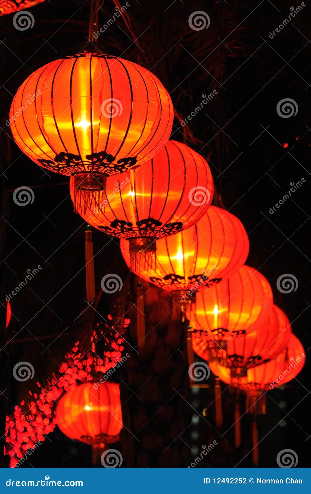 Chinese red lanterns stock photo. Image of decoration - 12492252