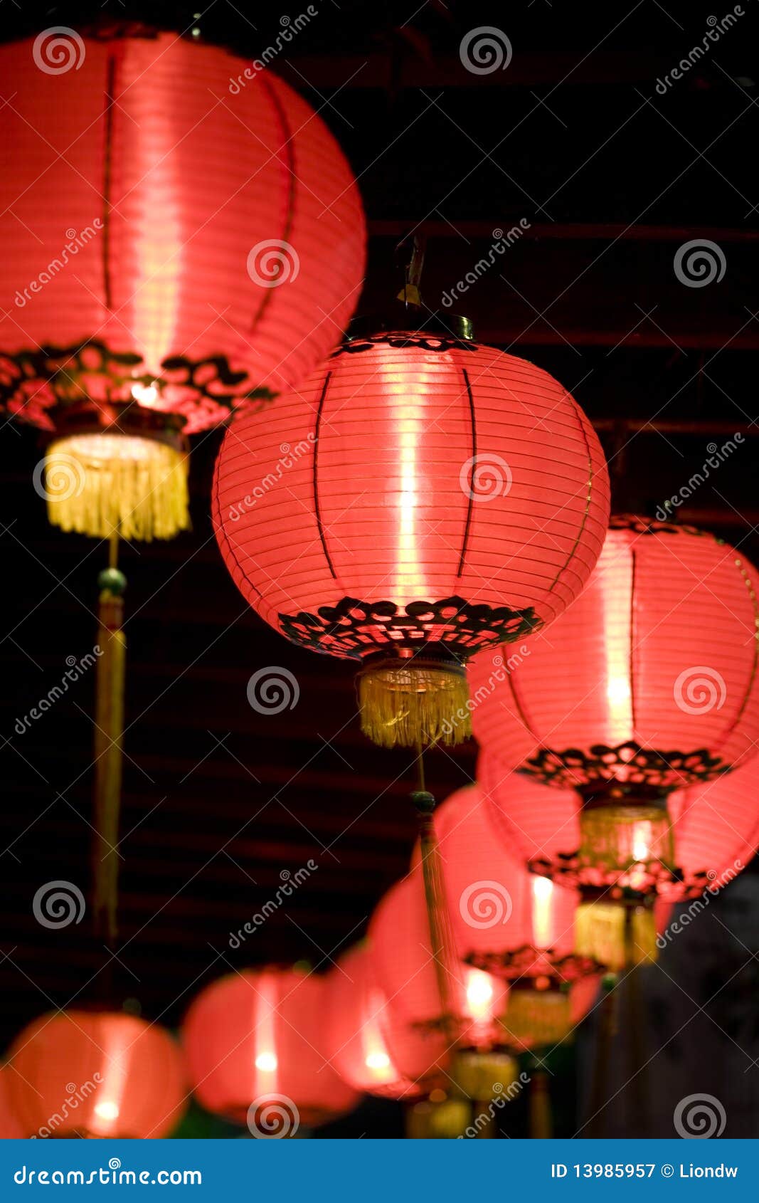 Chinese Red Lanterns at Night Stock Image - Image of asian, chinese ...