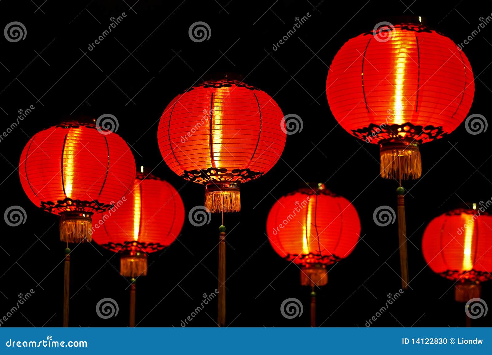 Chinese Red Lanterns at Night Stock Photo - Image of year, culture ...