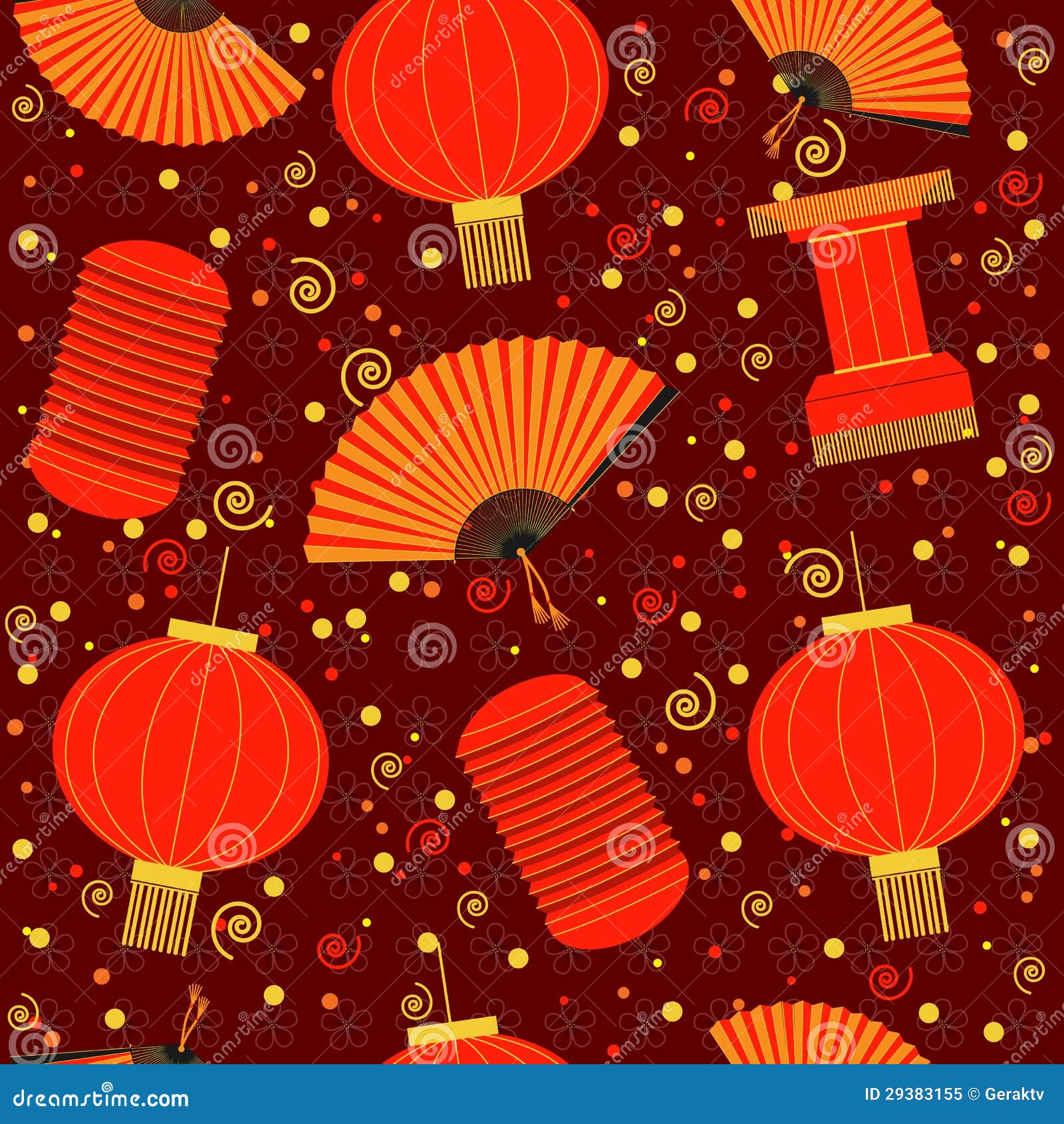 Chinese Red Lanterns Seamless Pattern.Vector Backg Stock Vector ...