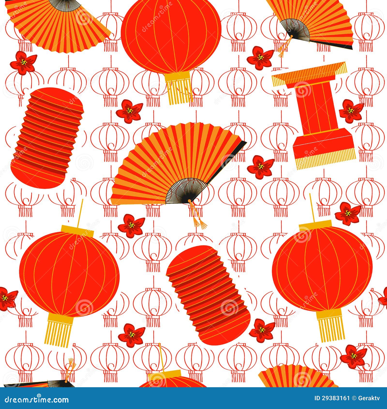 Chinese Red Lanterns Seamless Pattern.Vector Backg Stock Vector ...