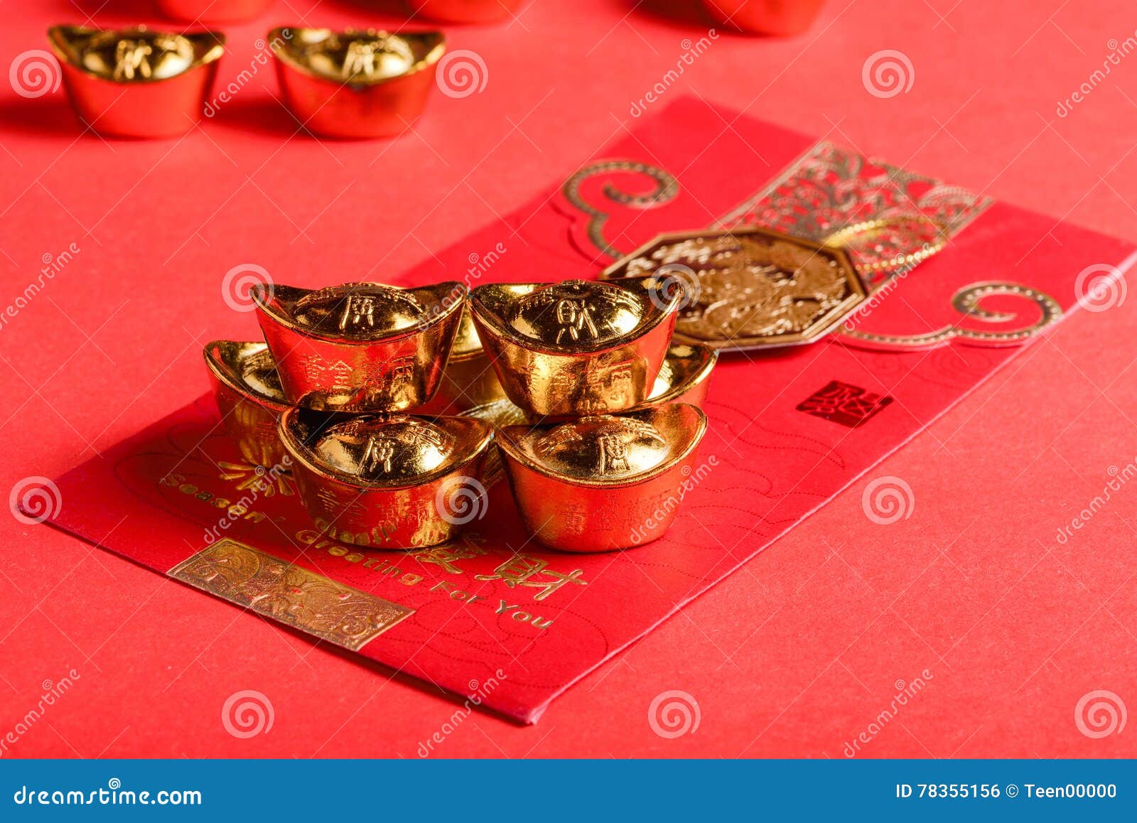 Chinese Red Pockets and Ancient Chinese Golden Stock Photo - Image of ...