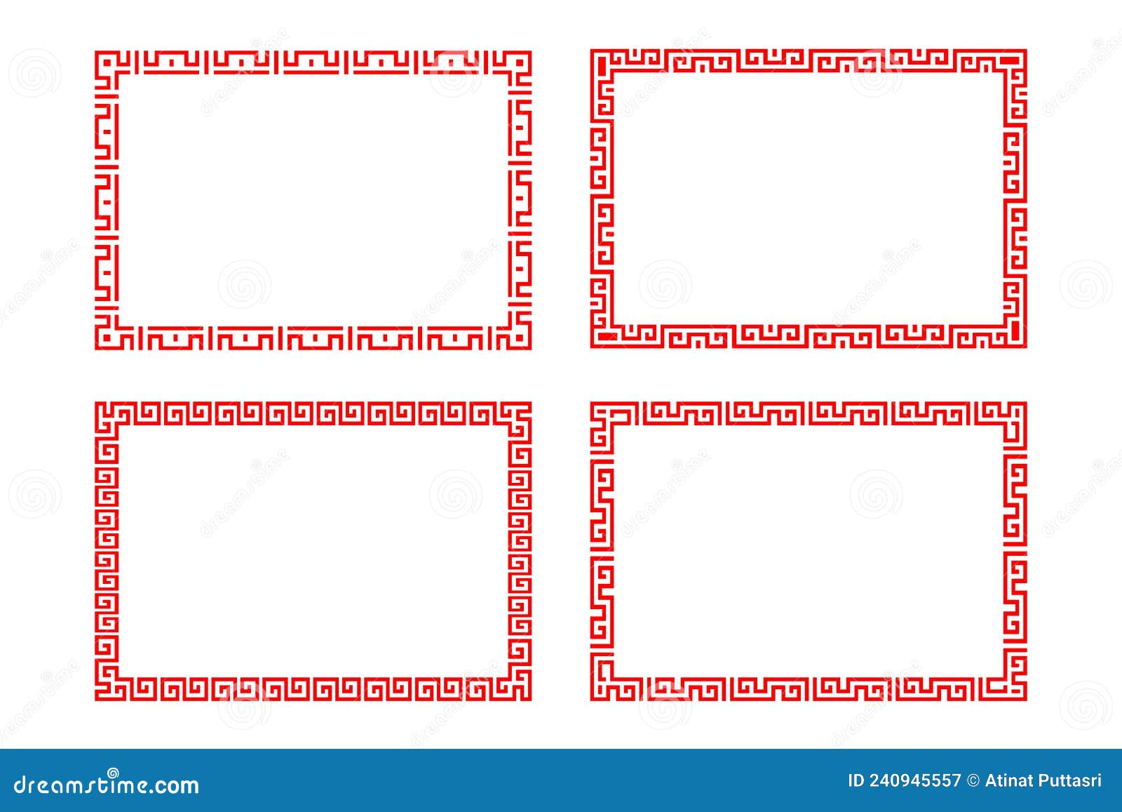 Chinese Red Rectangle Frame Set Vector Design. Stock Vector ...