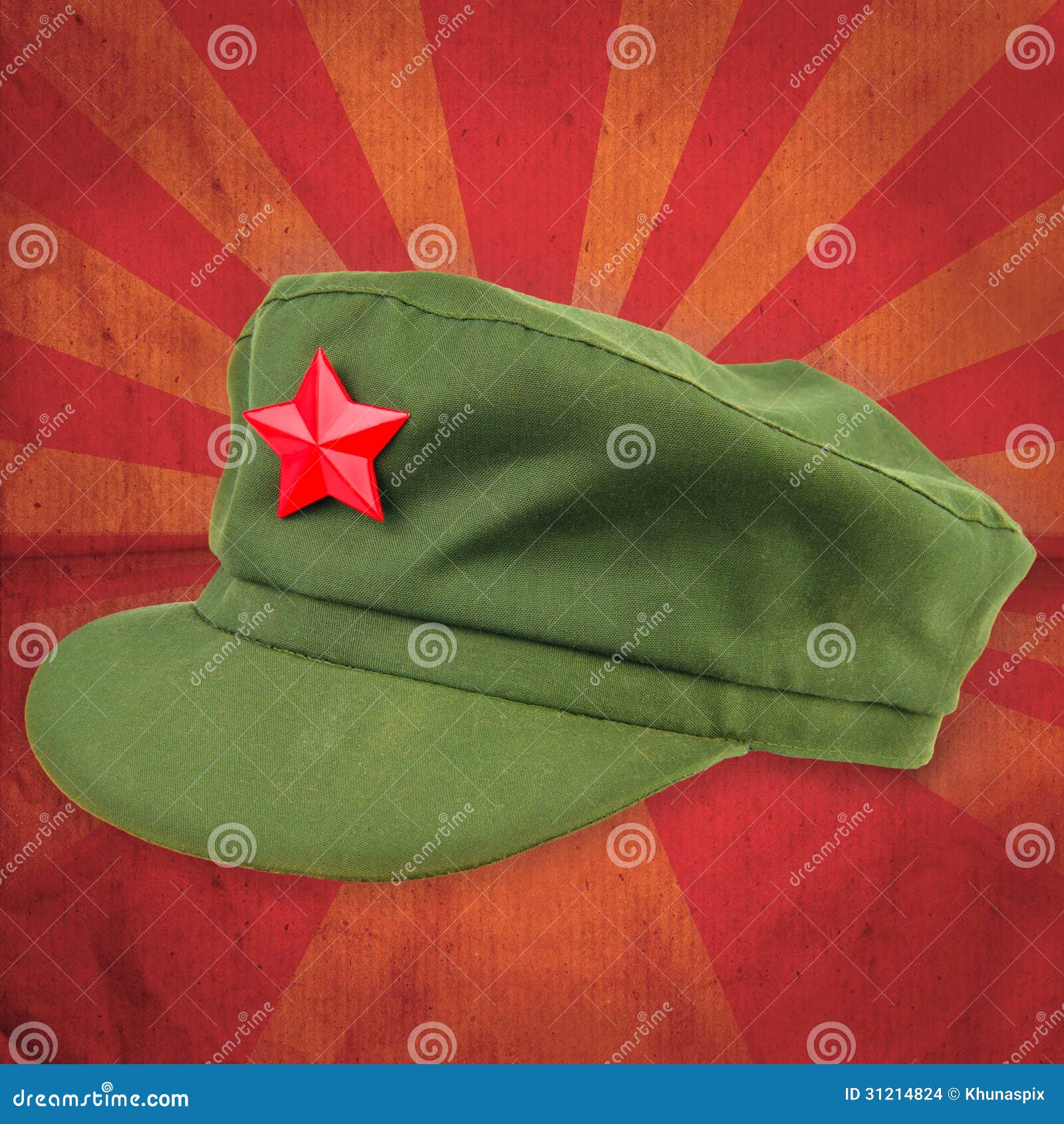 Chinese Red Star Cap with Red Ray Vintage Background Style Stock Photo ...