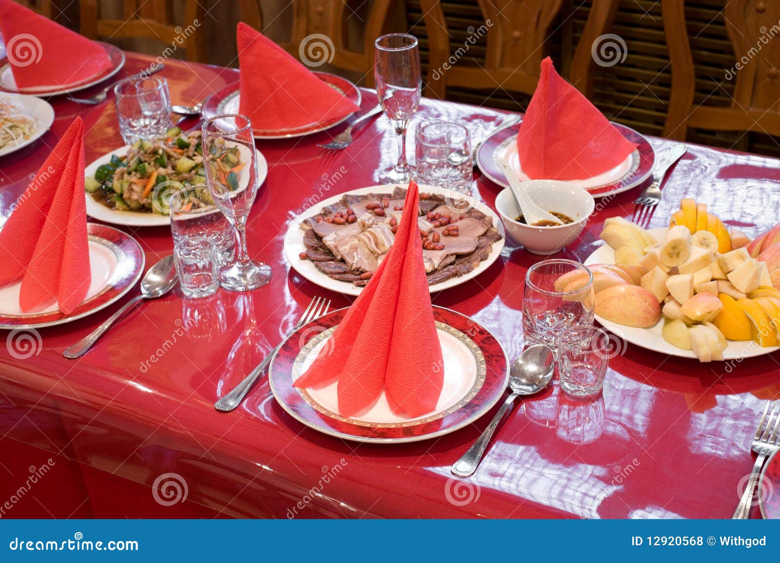 Chinese Restaurant Banquet Table Stock Photo - Image of glass, snack ...