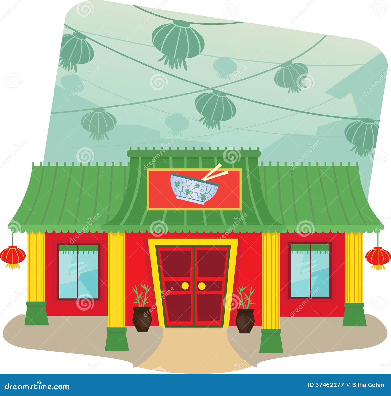 Chinese Restaurant Wallpaper Cartoon Vector | CartoonDealer.com #15316513
