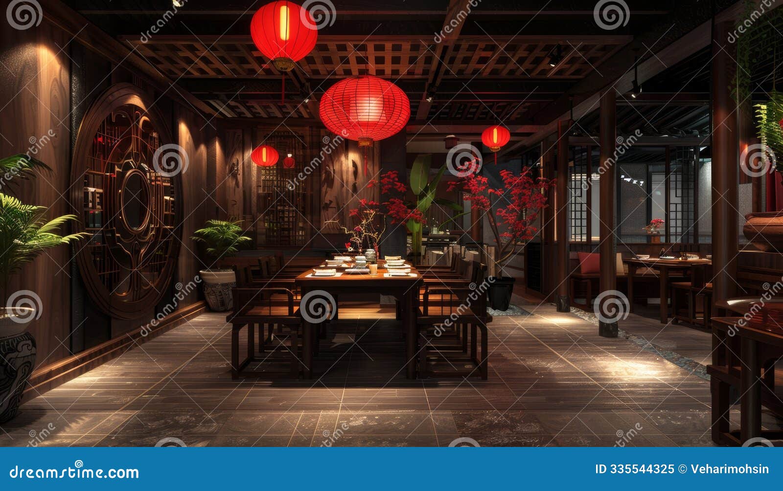 Chinese Restaurant Concept. Stock Illustration - Illustration of lobby ...
