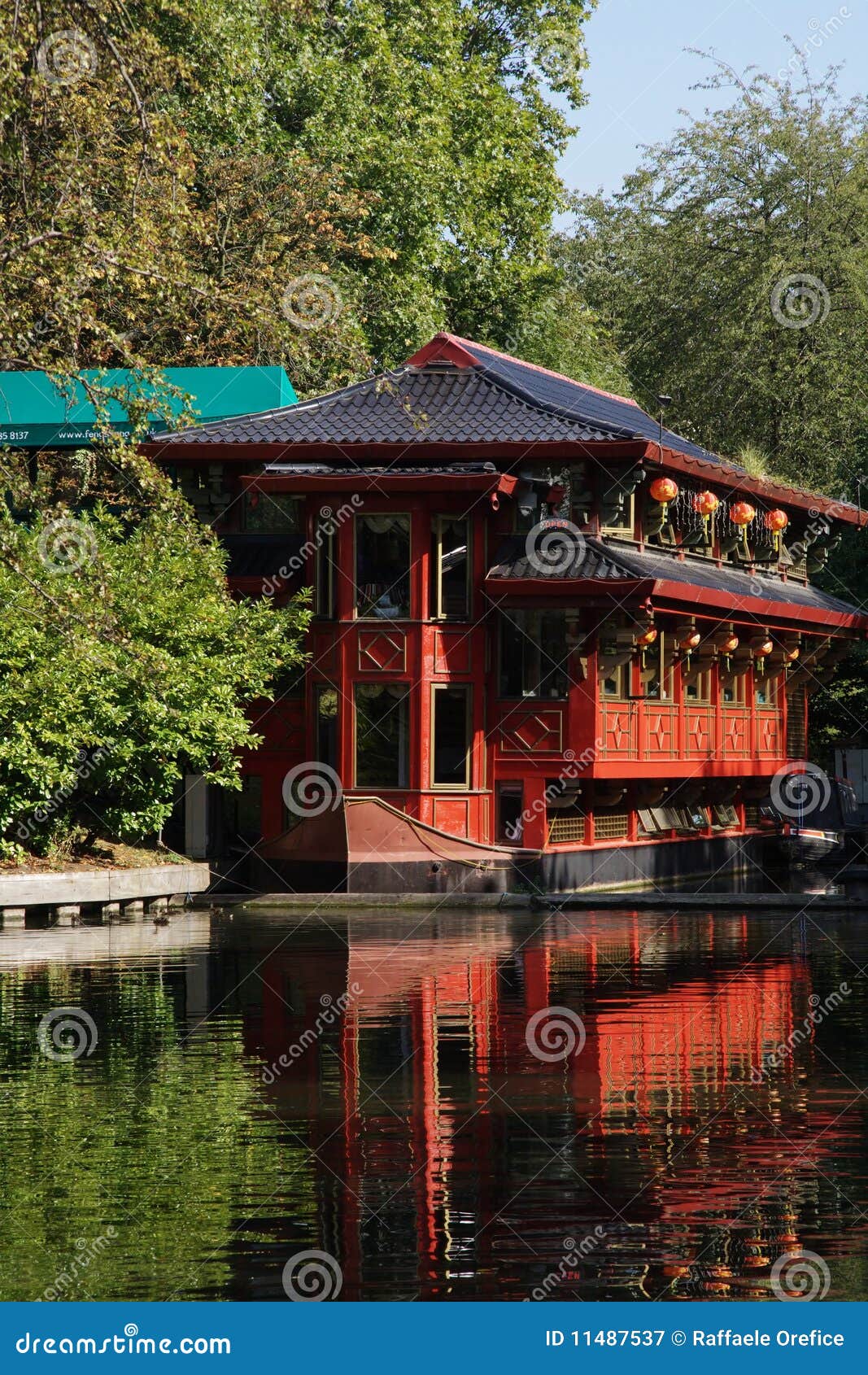 Chinese restaurant on lake stock image. Image of details - 11487537