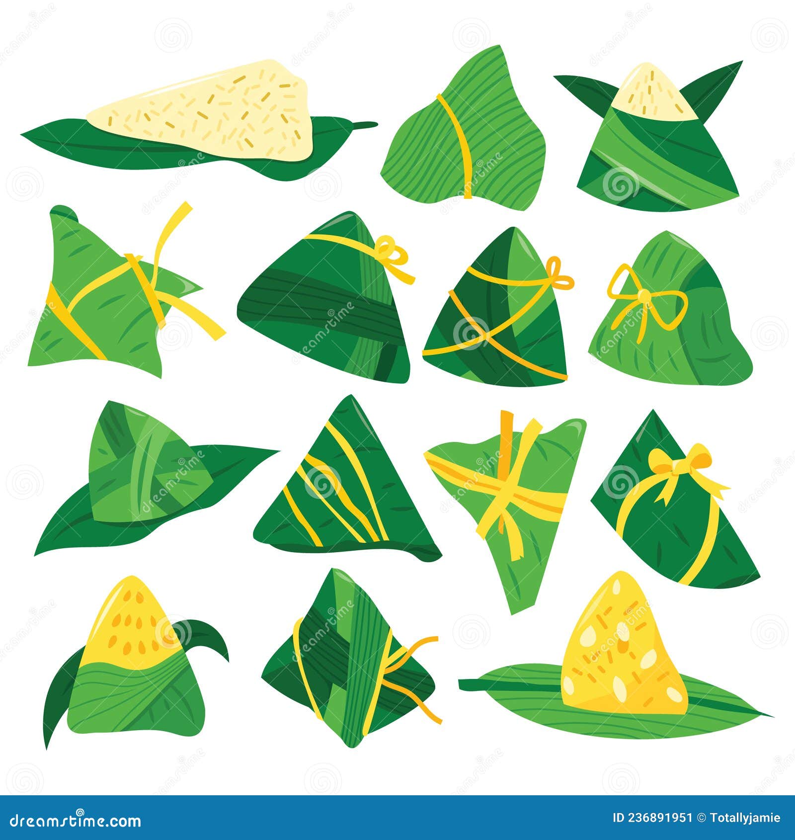 Chinese Rice Dumpling Set stock vector. Illustration of leaf - 236891951