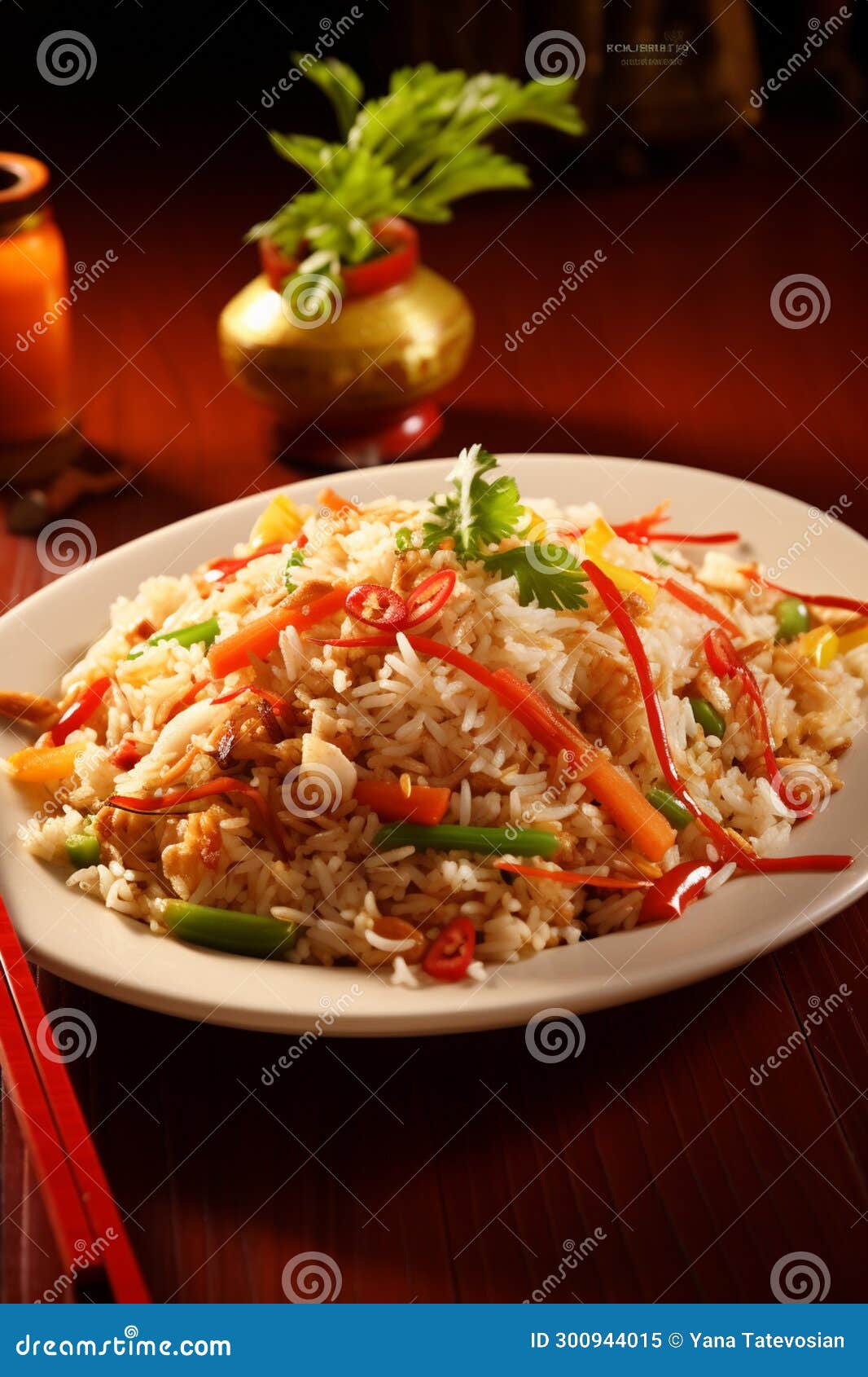 Chinese Rice with Vegetables. Selective Focus Stock Image - Image of ...
