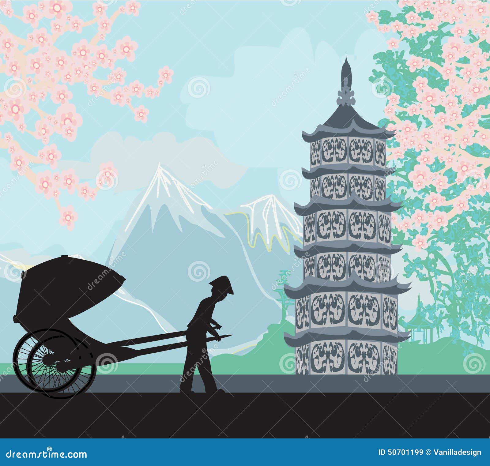Chinese rickshaw stock vector. Illustration of backgrounds - 50701199