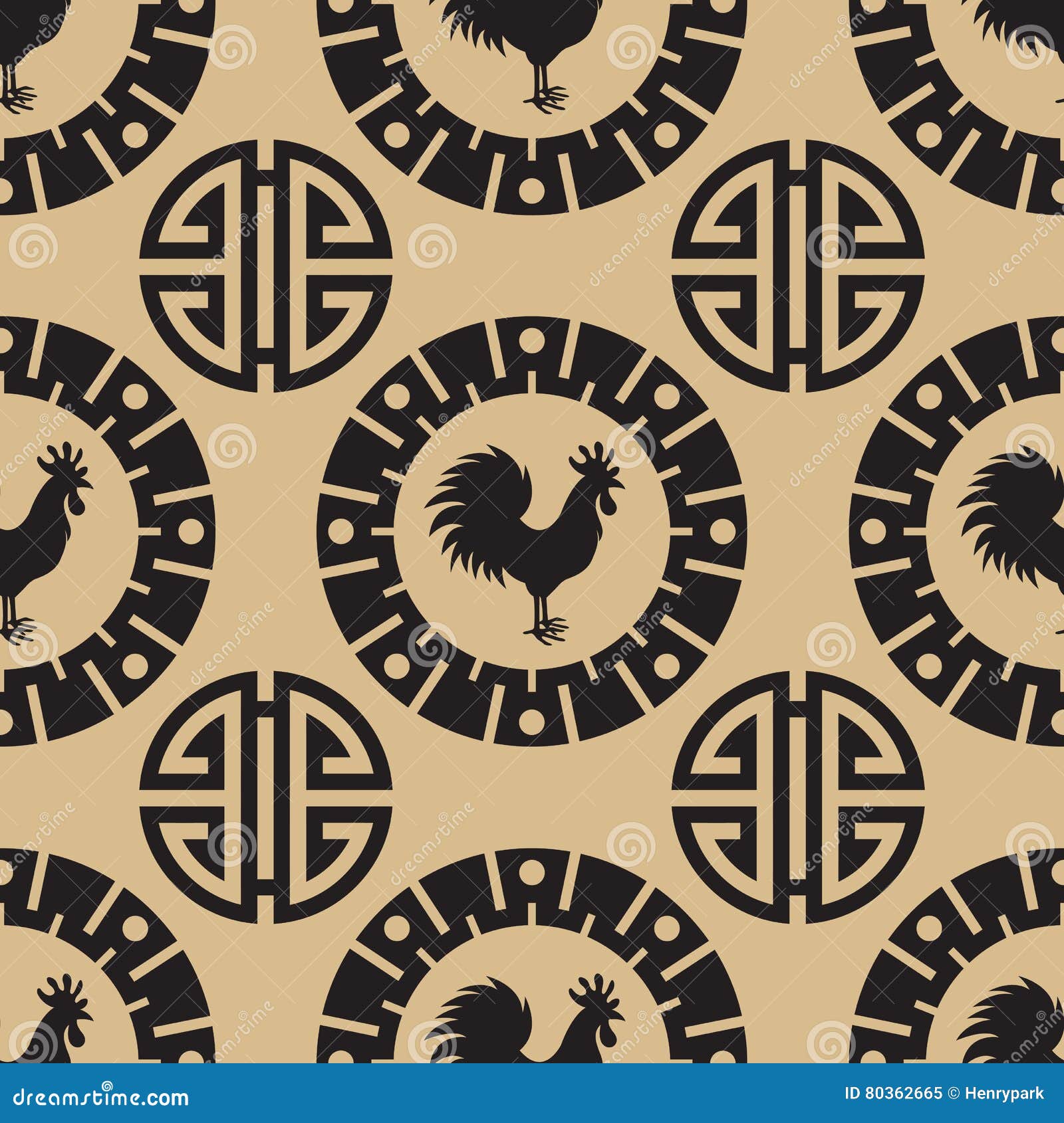 Chinese Rooster Year Seamless Stock Vector - Illustration of asian ...