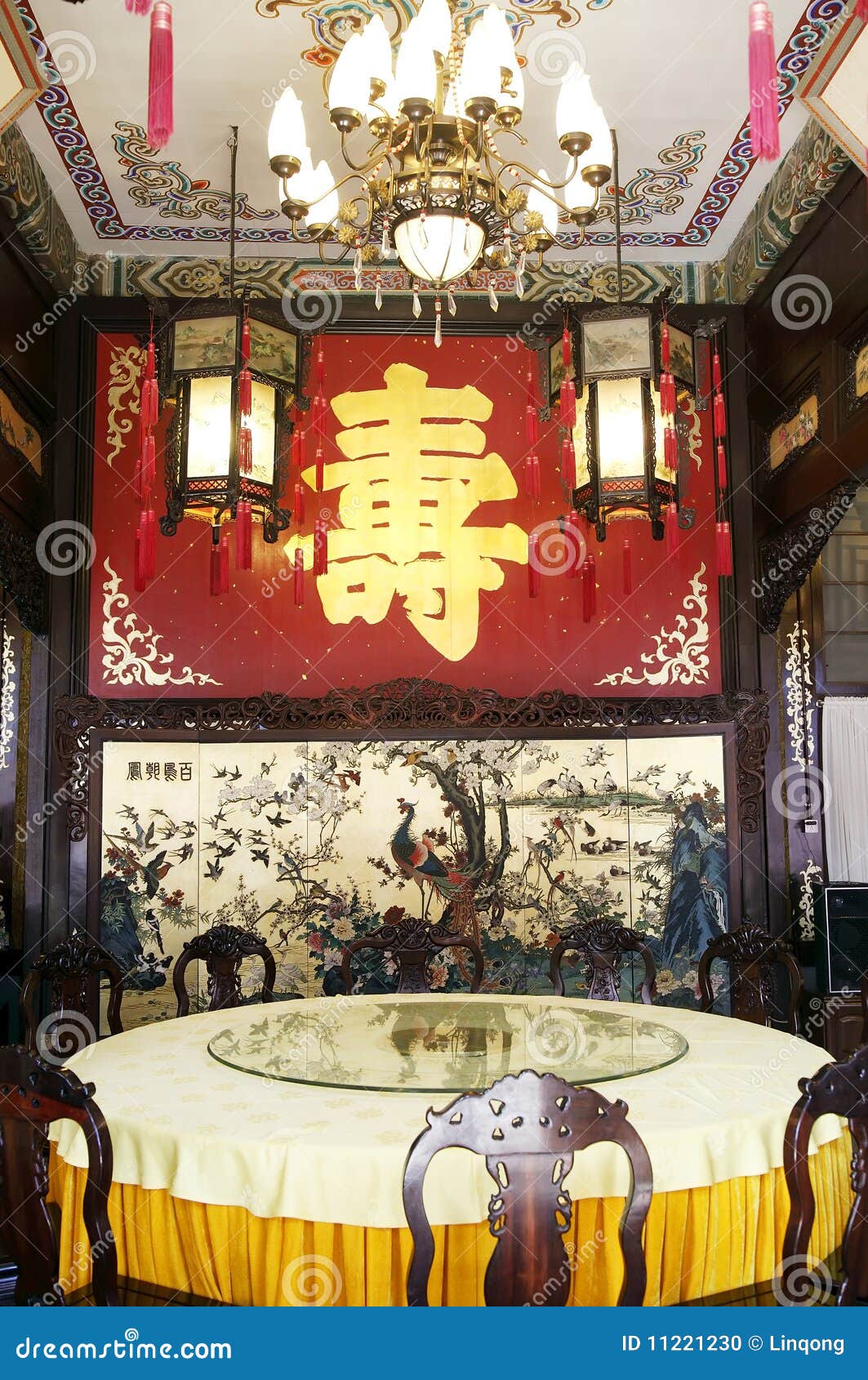 Chinese royal banquet hall stock photo. Image of inscribed - 11221230