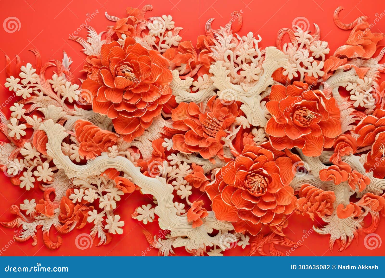 Chinese S Style Red Cloth, Dragon and Flower Pattern Stock Illustration ...