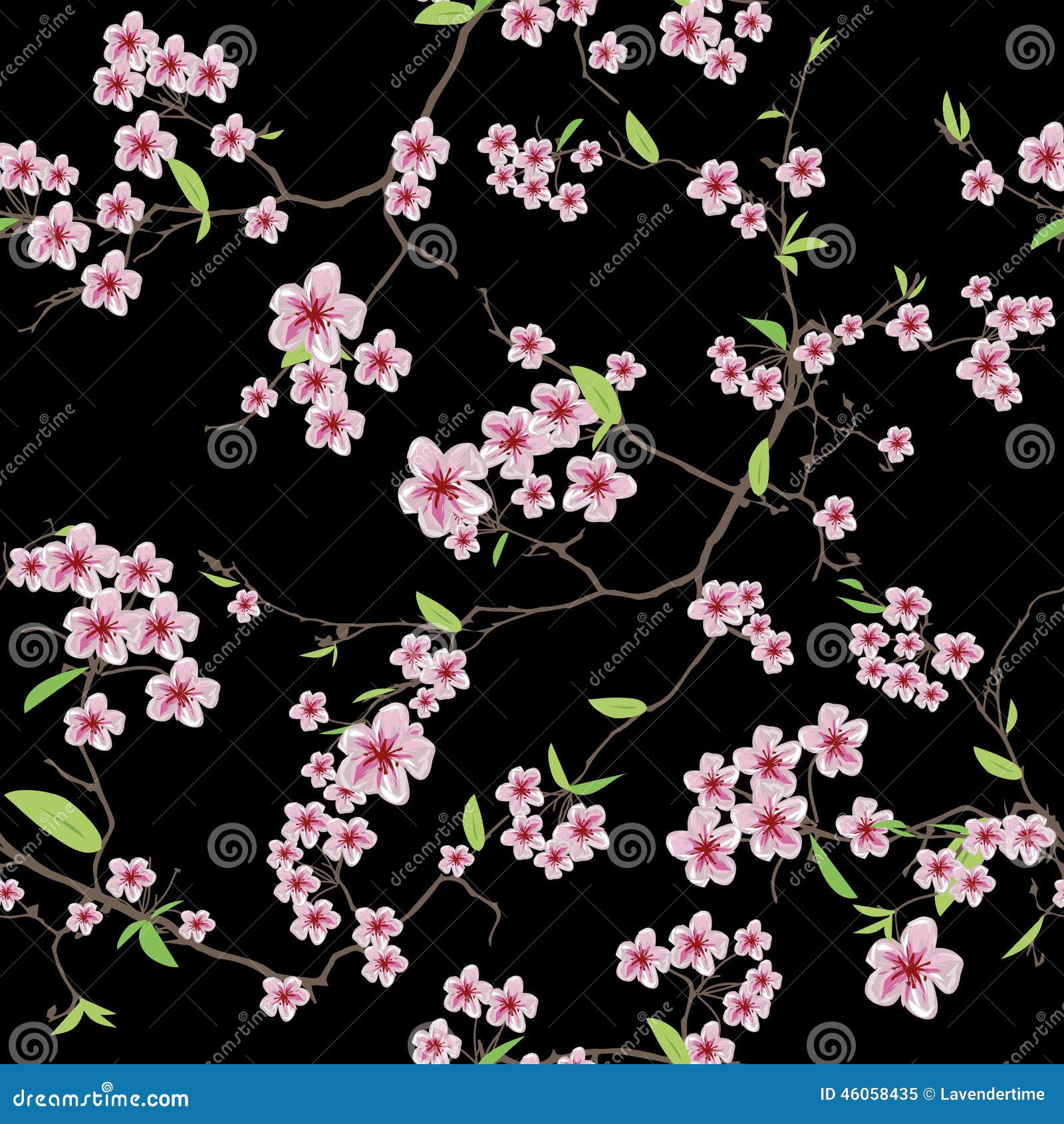 Chinese Sakura Red Kimono Seamless Vector Pattern | CartoonDealer.com ...