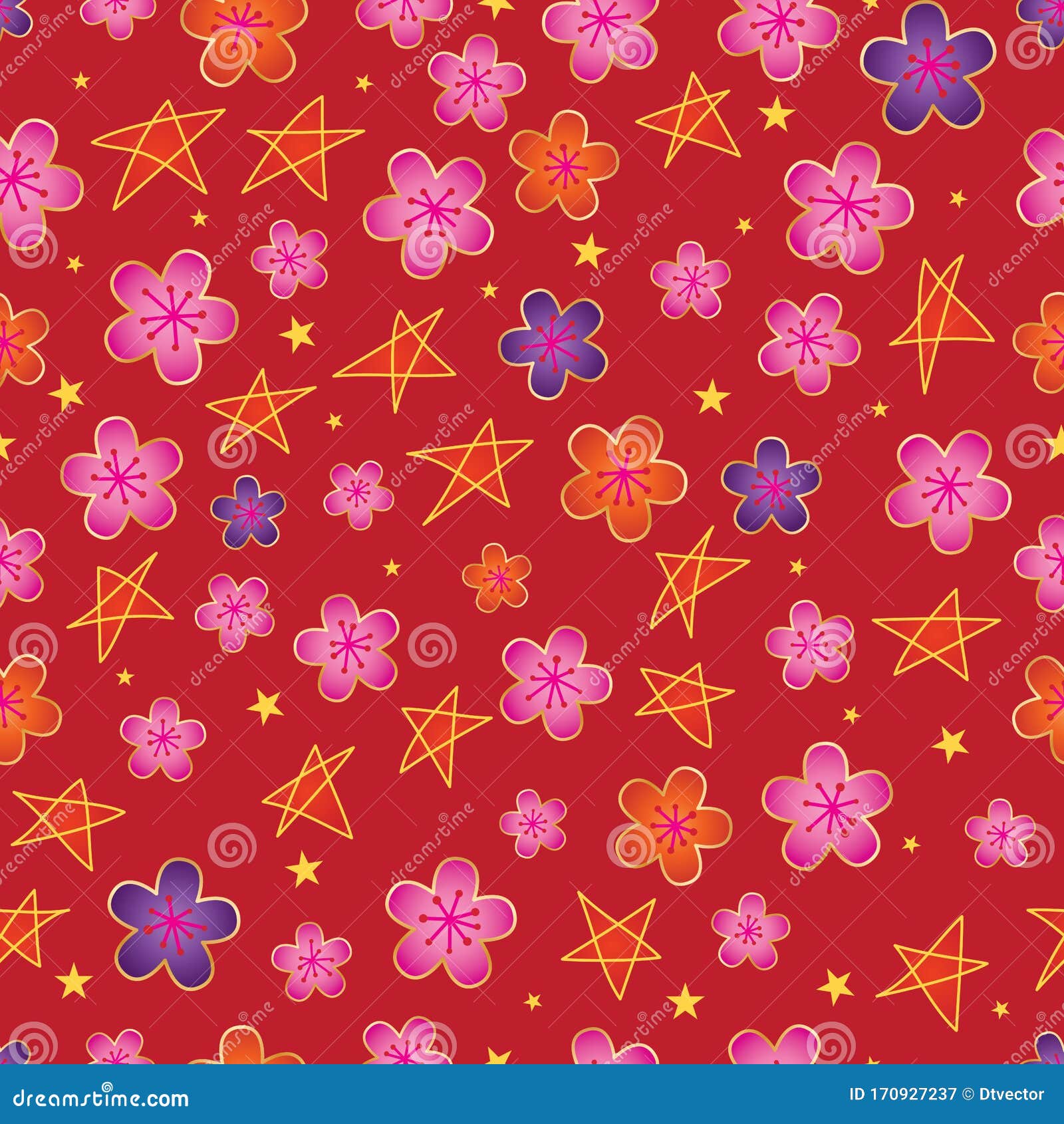 Chinese Sakura Red Kimono Seamless Vector Pattern | CartoonDealer.com ...