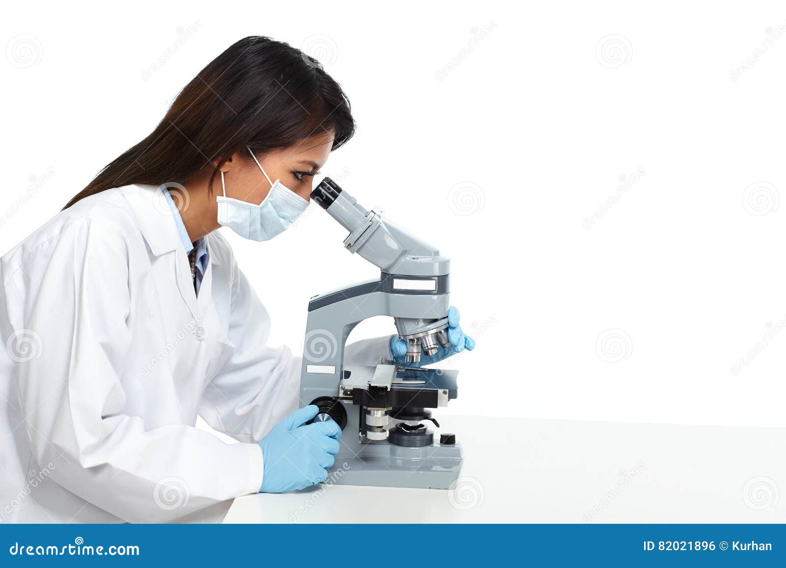 Chinese Scientist Woman with Microscope. Stock Photo - Image of doctor ...