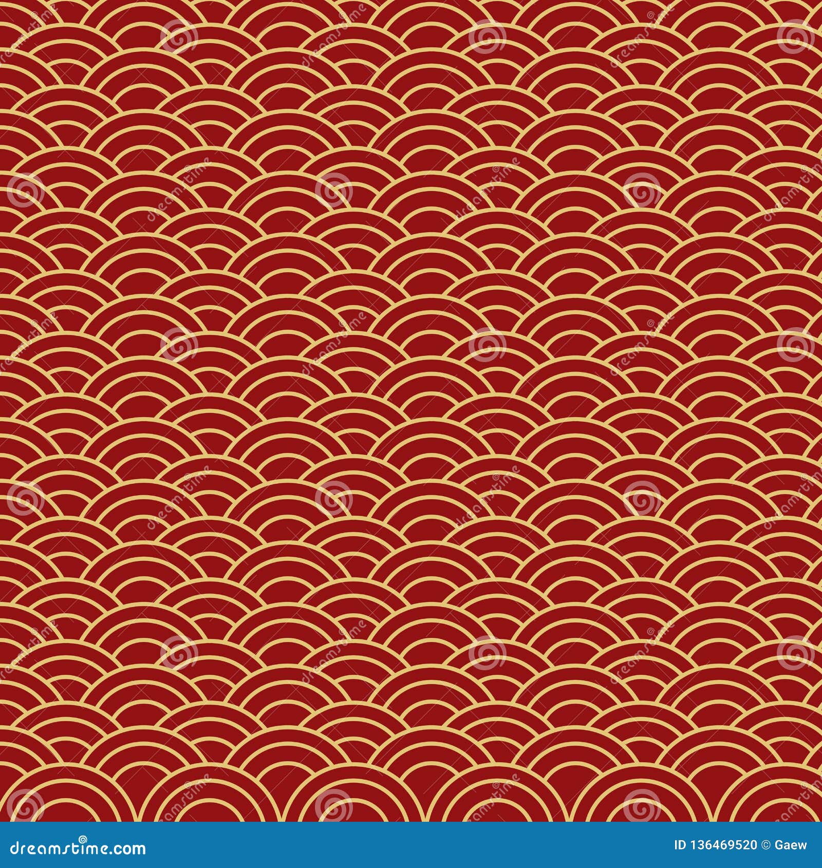 Chinese Seamless Gold Wave on Red Background. Suitable for Gift Paper ...
