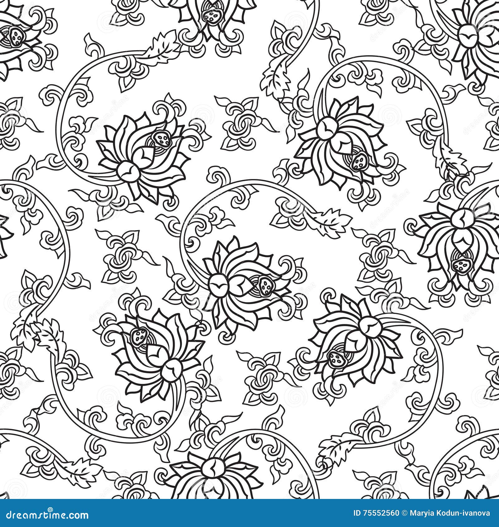 Chinese Seamless Pattern with Flowers Stock Vector - Illustration of ...