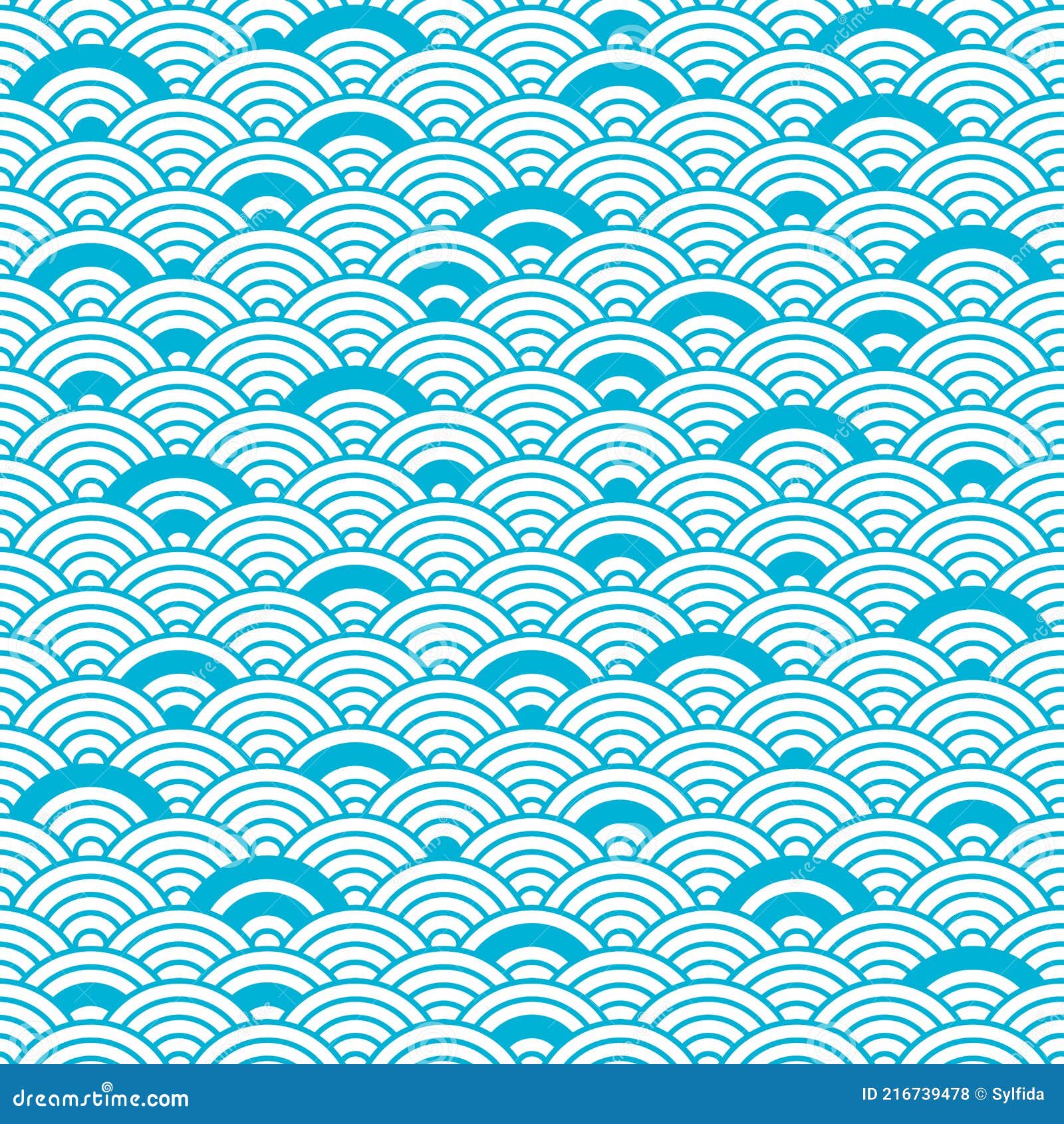 Chinese Seamless Pattern, Vector Blue Waves Background, Sea Texture ...