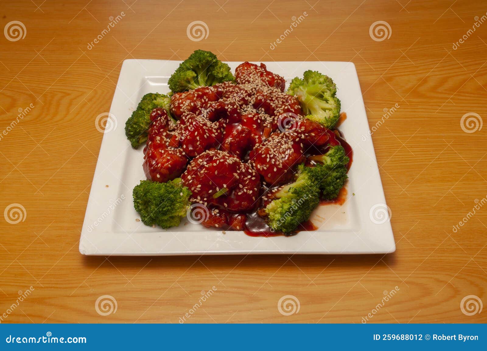 Chinese Sesame Chicken stock photo. Image of serving - 259688012