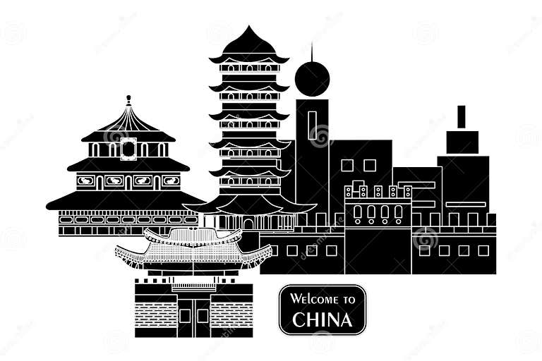 The chinese set stock vector. Illustration of temple - 90686367