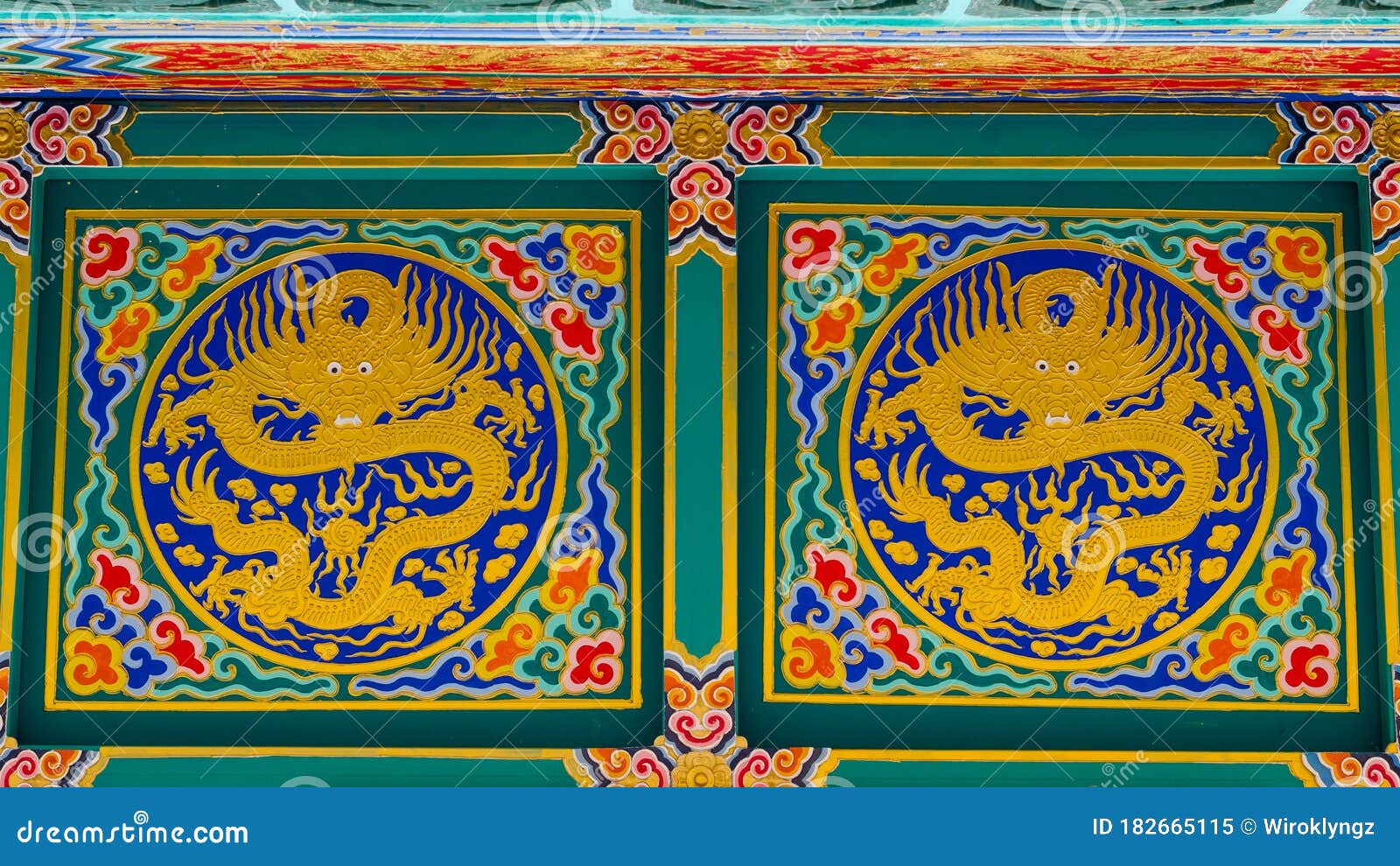 Chinese Shrine Decorate with Colorful Ornament Art on Ceiling. Stock ...