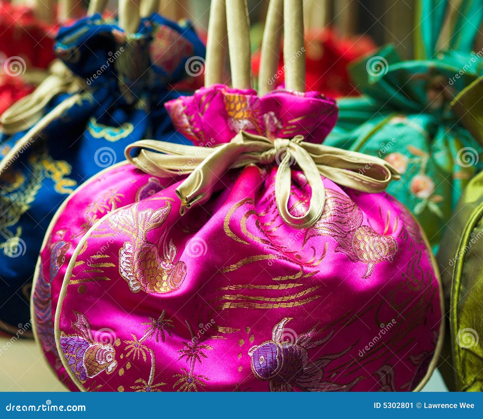 Chinese Silk Pouches stock image. Image of tourist, hanging - 5302801