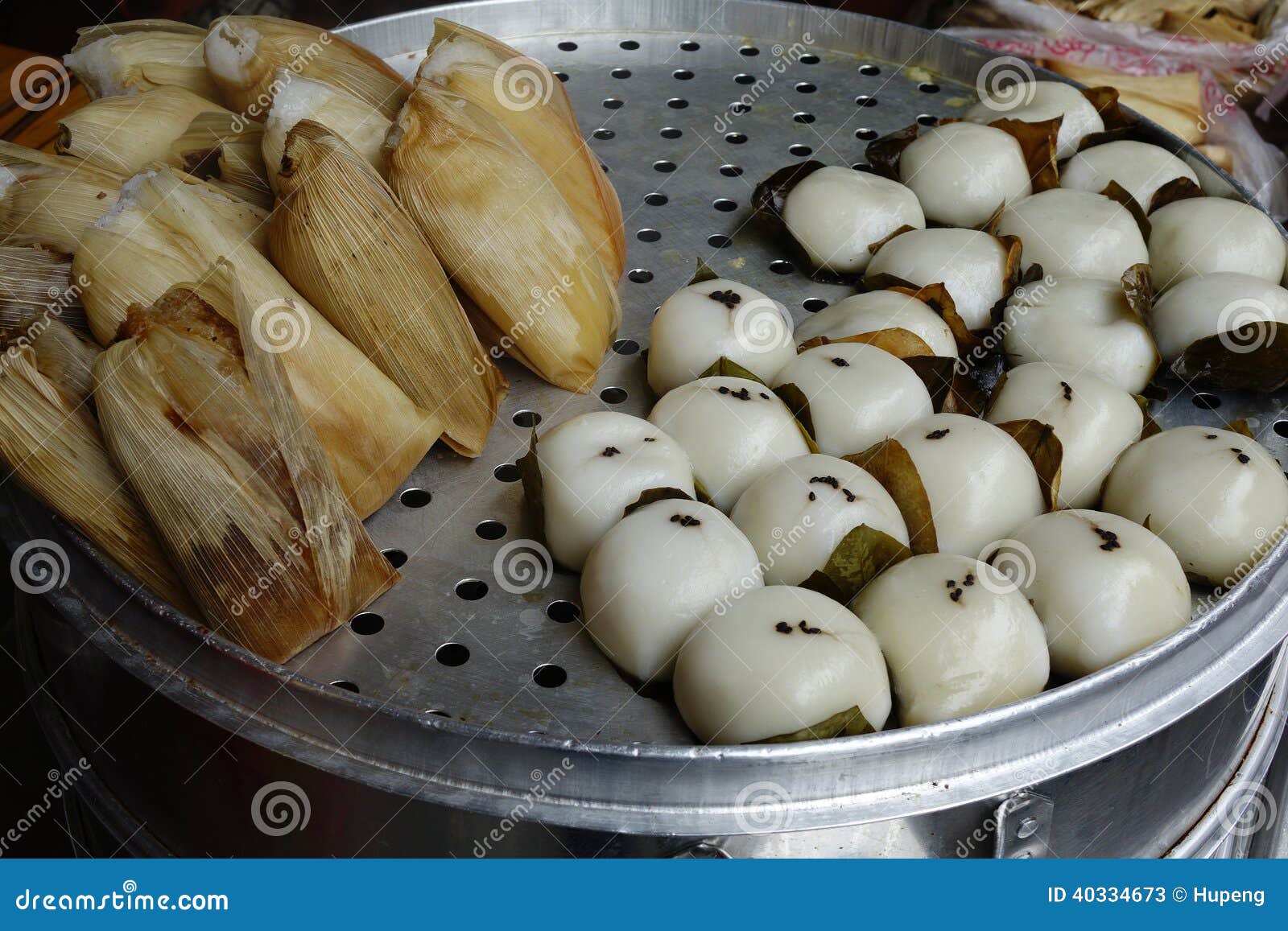 Chinese Snack,rice Cakes and Rake Leaves Stock Image - Image of bread ...