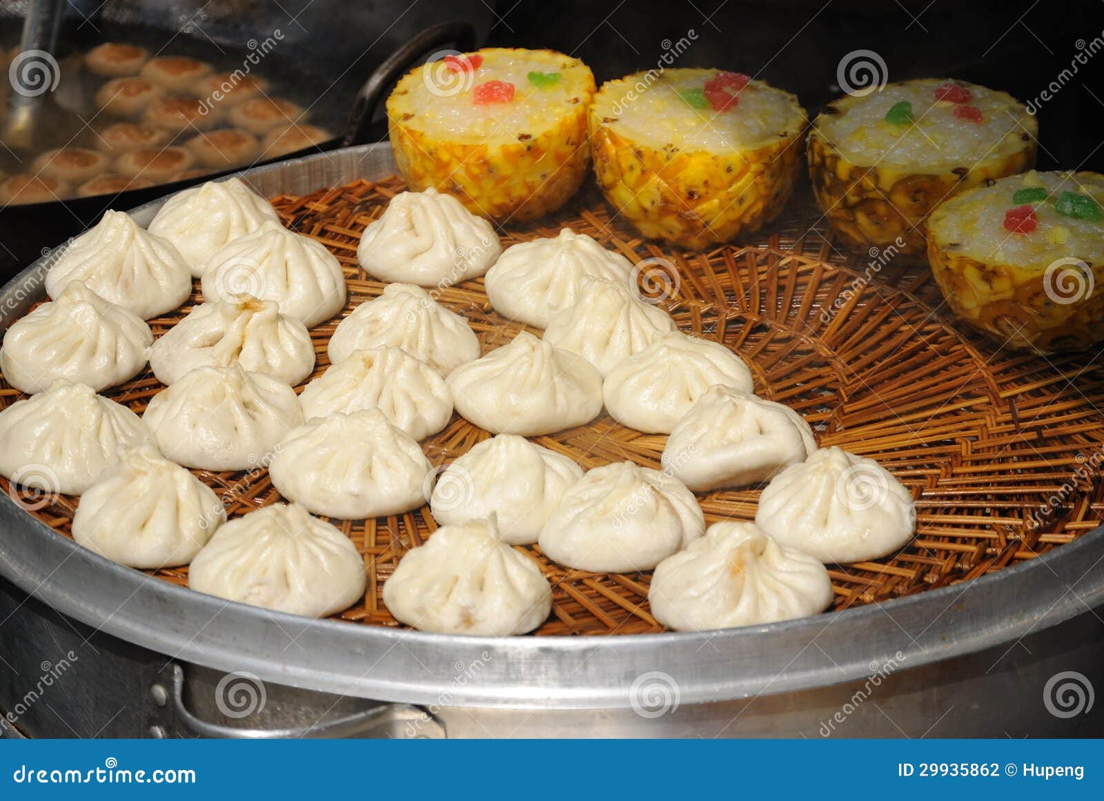 Steamed Stuffed Bun with Pineapple Rice Stock Photo - Image of food ...
