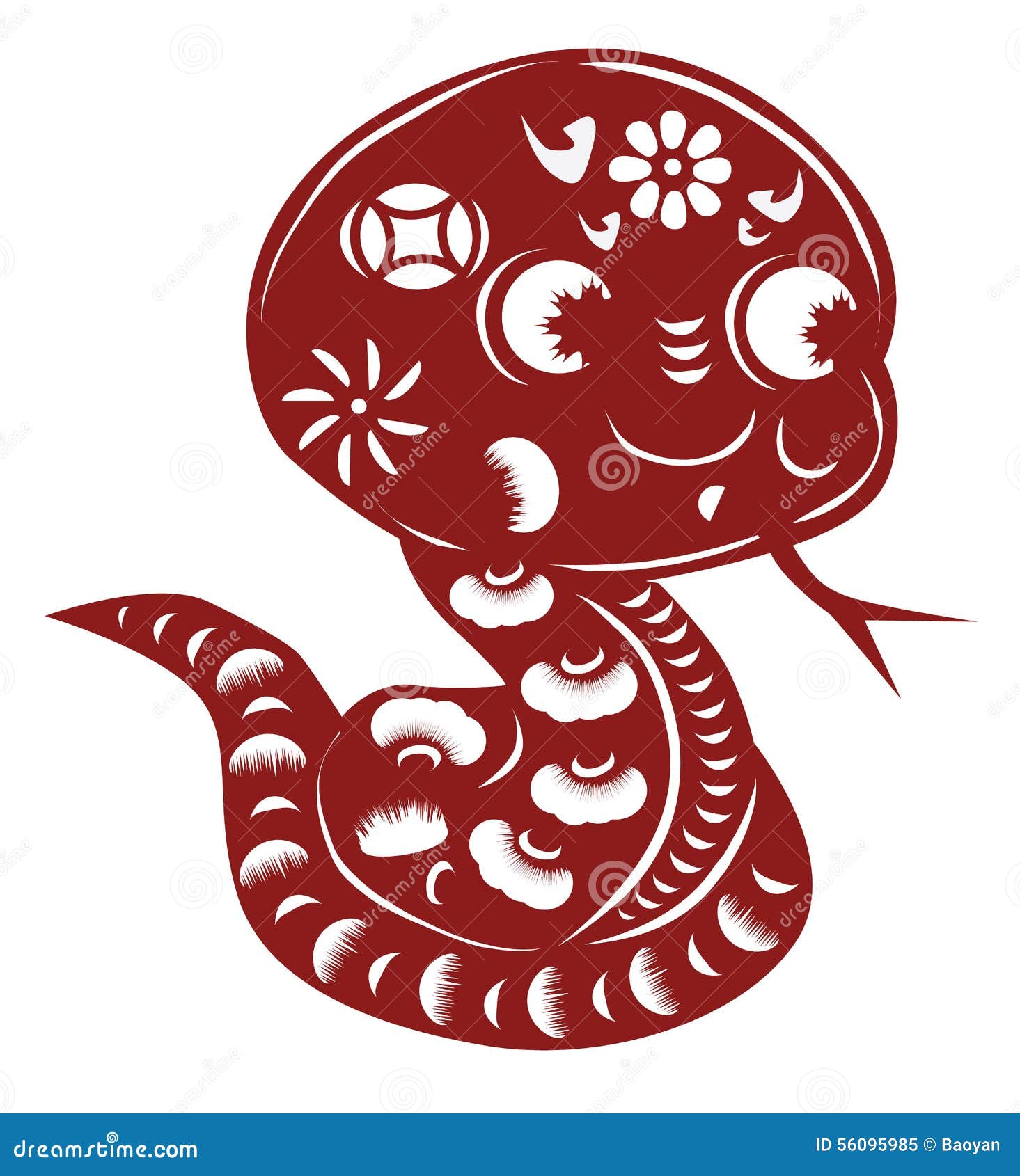 Chinese snake paper cut stock vector. Illustration of traditional ...