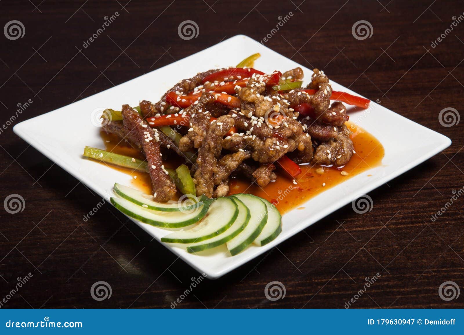 Chinese spicy meat stock image. Image of sesame, dish - 179630947