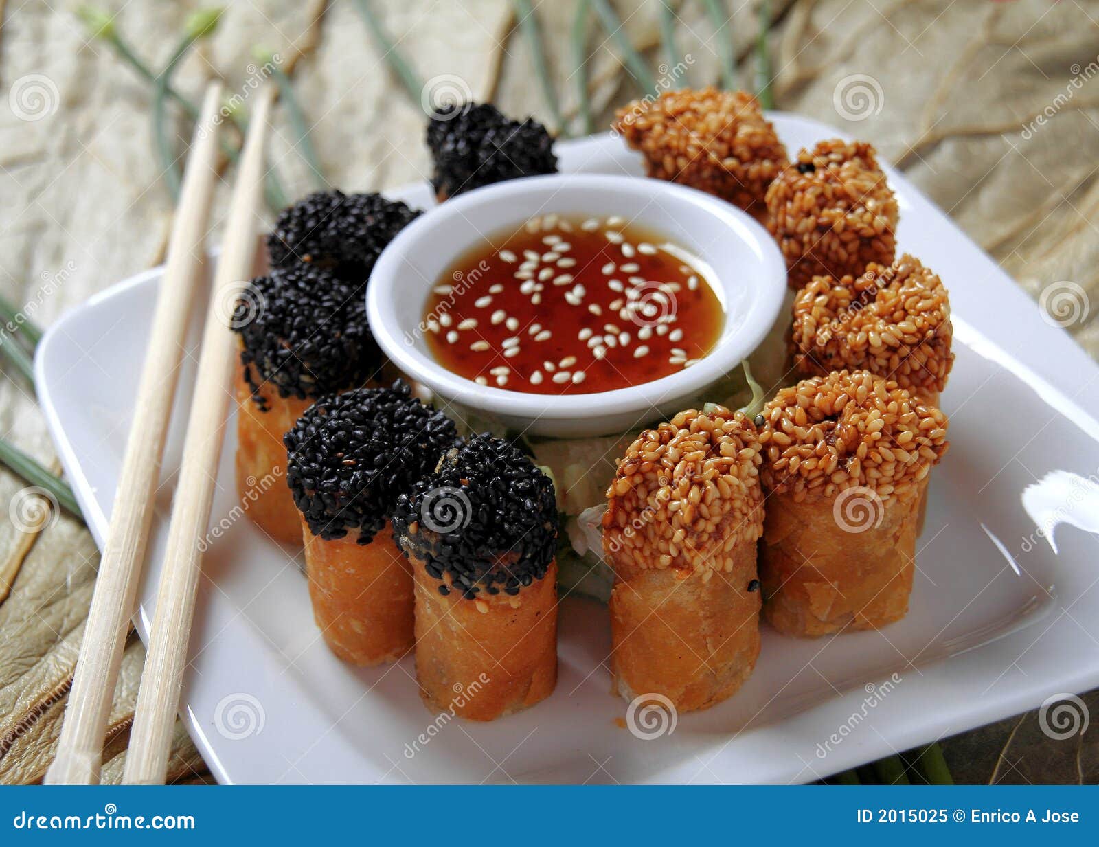 Chinese spring rolls stock image. Image of fried, sesame - 2015025