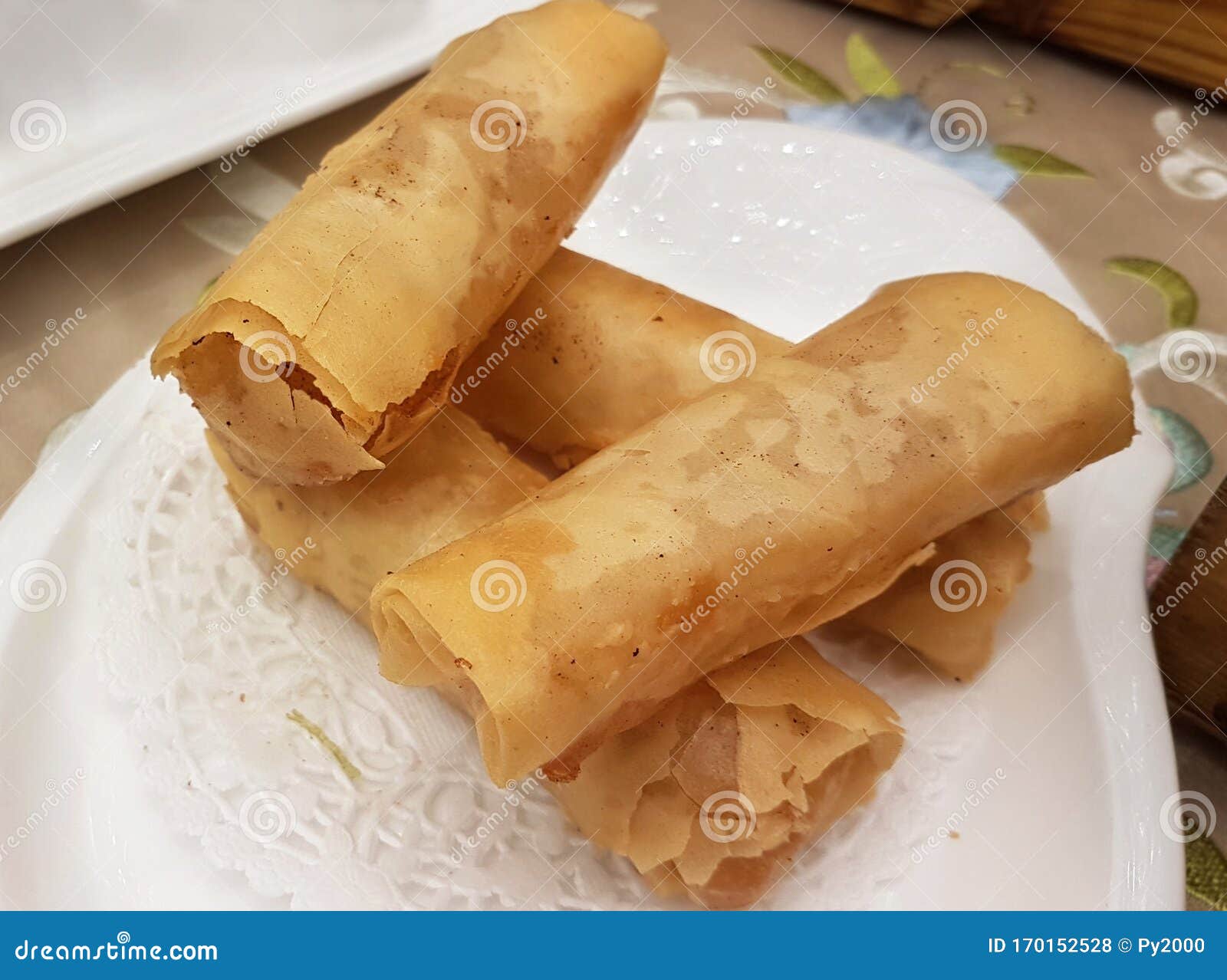 Chinese Spring Rolls stock photo. Image of golden, plate - 170152528