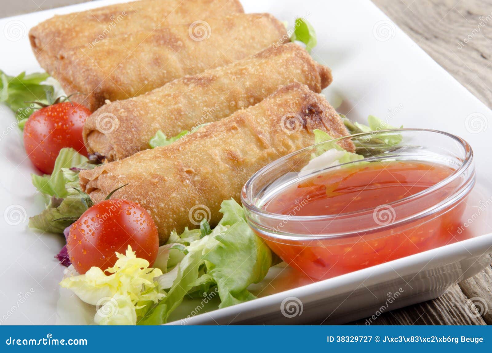 Chinese Spring Rolls on a Plate Stock Image - Image of white, spicy ...