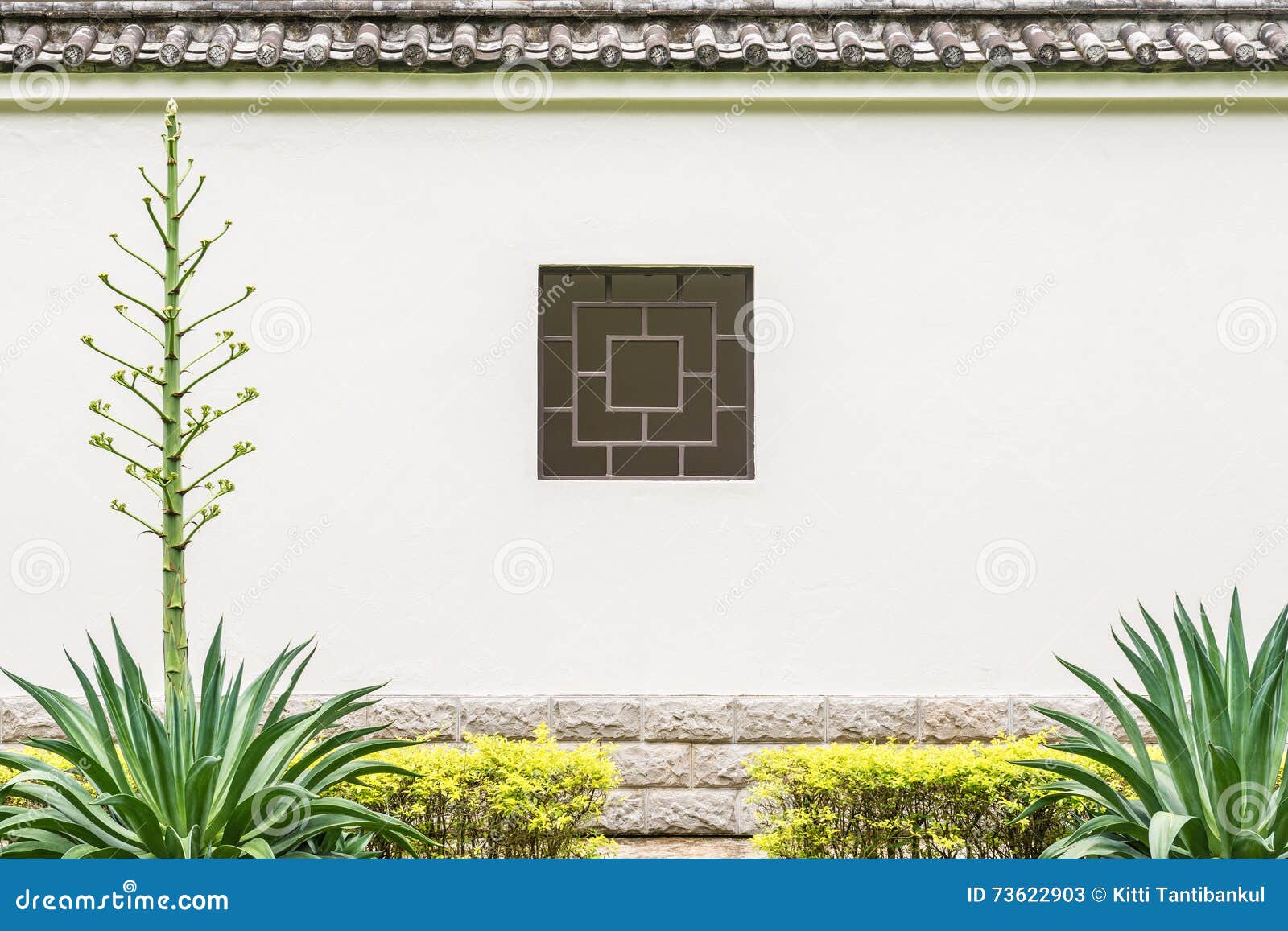 Chinese Square Style Window in the Garden Stock Image - Image of copy ...