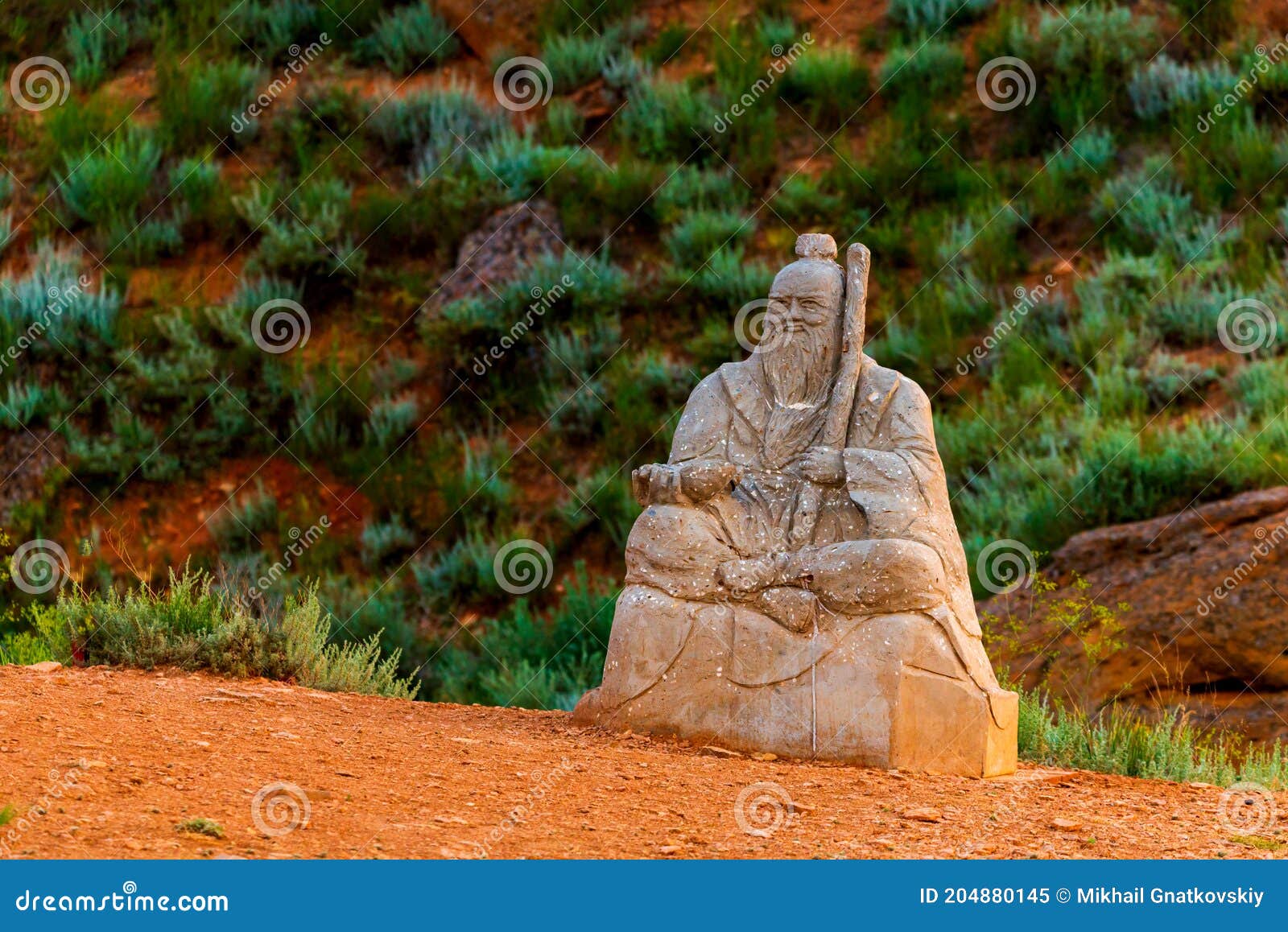 Chinese Statue of Confucius or Old Asian Sage on a Ground Stock Image ...