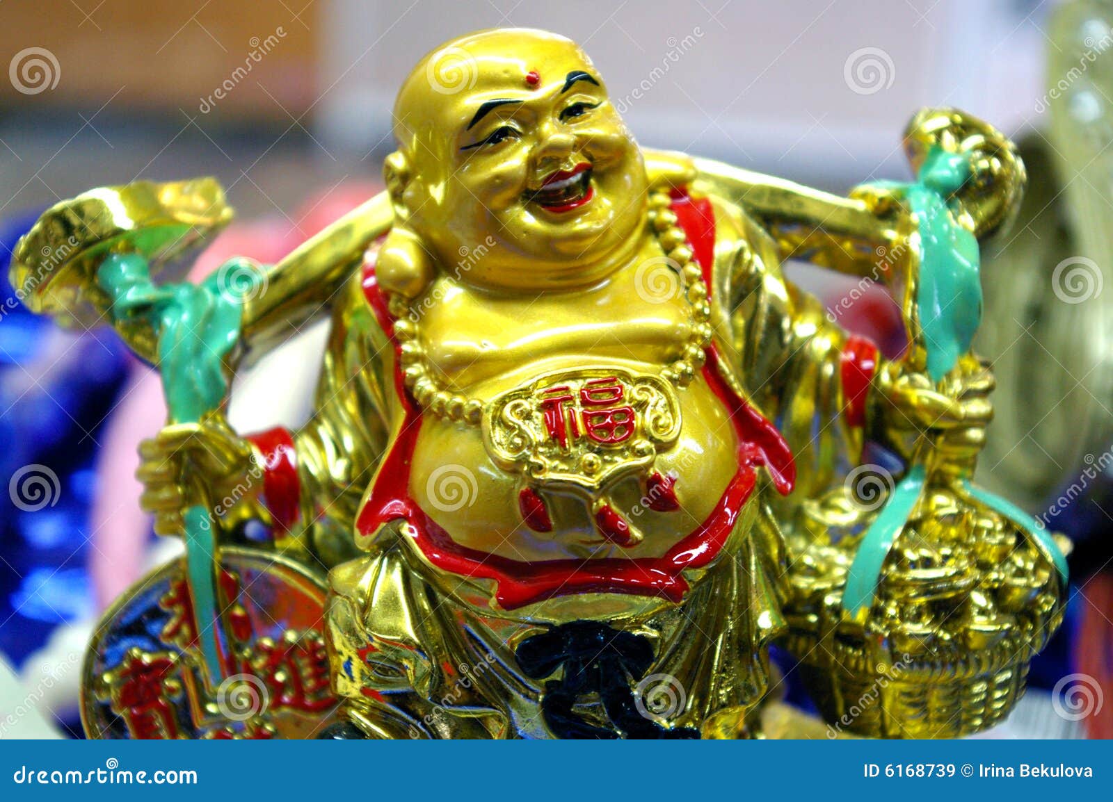 Chinese Statuette Merry Budda Stock Image - Image of golden, merry: 6168739