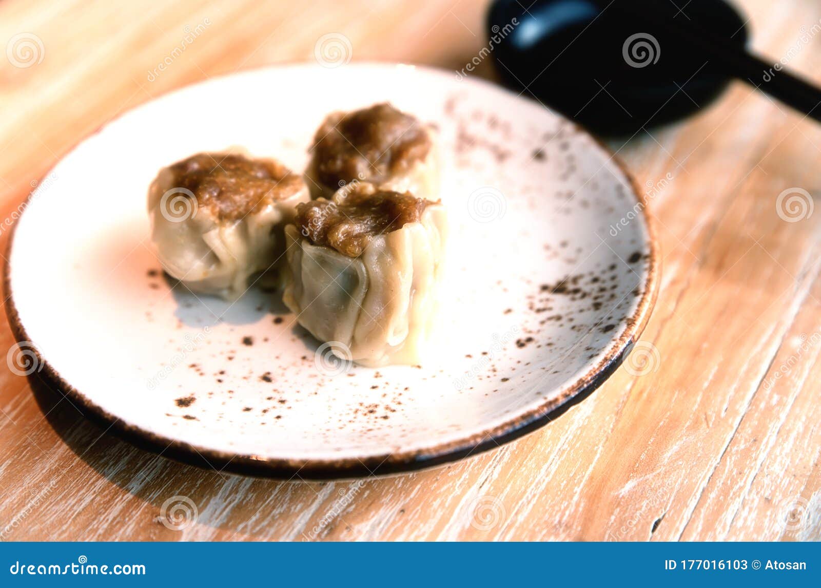 Chinese Steamed Dumpling on a Traditional Plate Stock Image - Image of ...