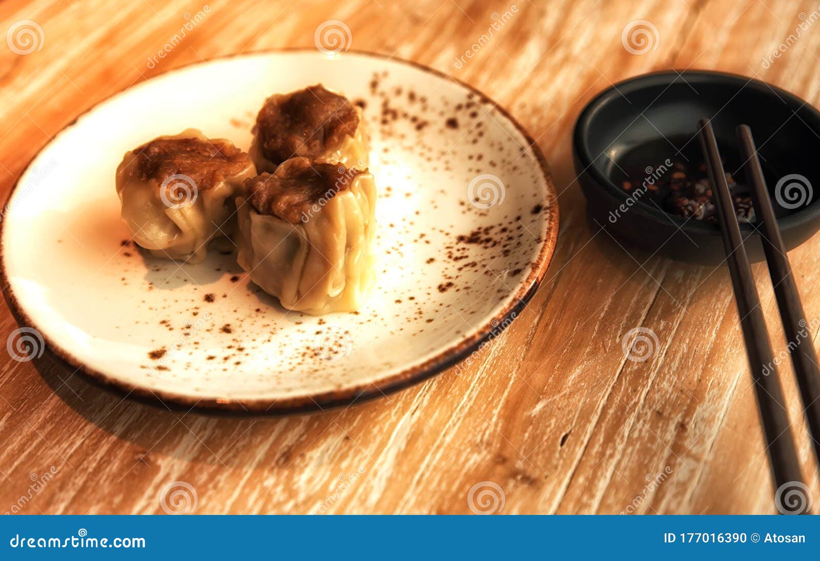 Chinese Steamed Dumpling on a Traditional Plate Stock Photo - Image of ...