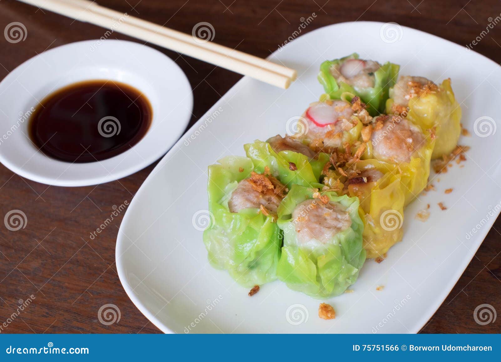 Chinese Steamed Dumpling on White Dish Stock Photo - Image of appetizer ...