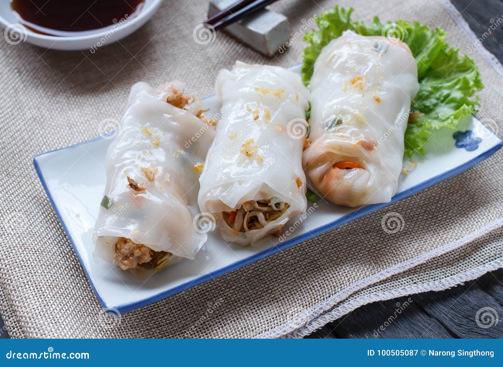 Chinese Steamed Rice Noodle Rolls Stock Image - Image of asian ...