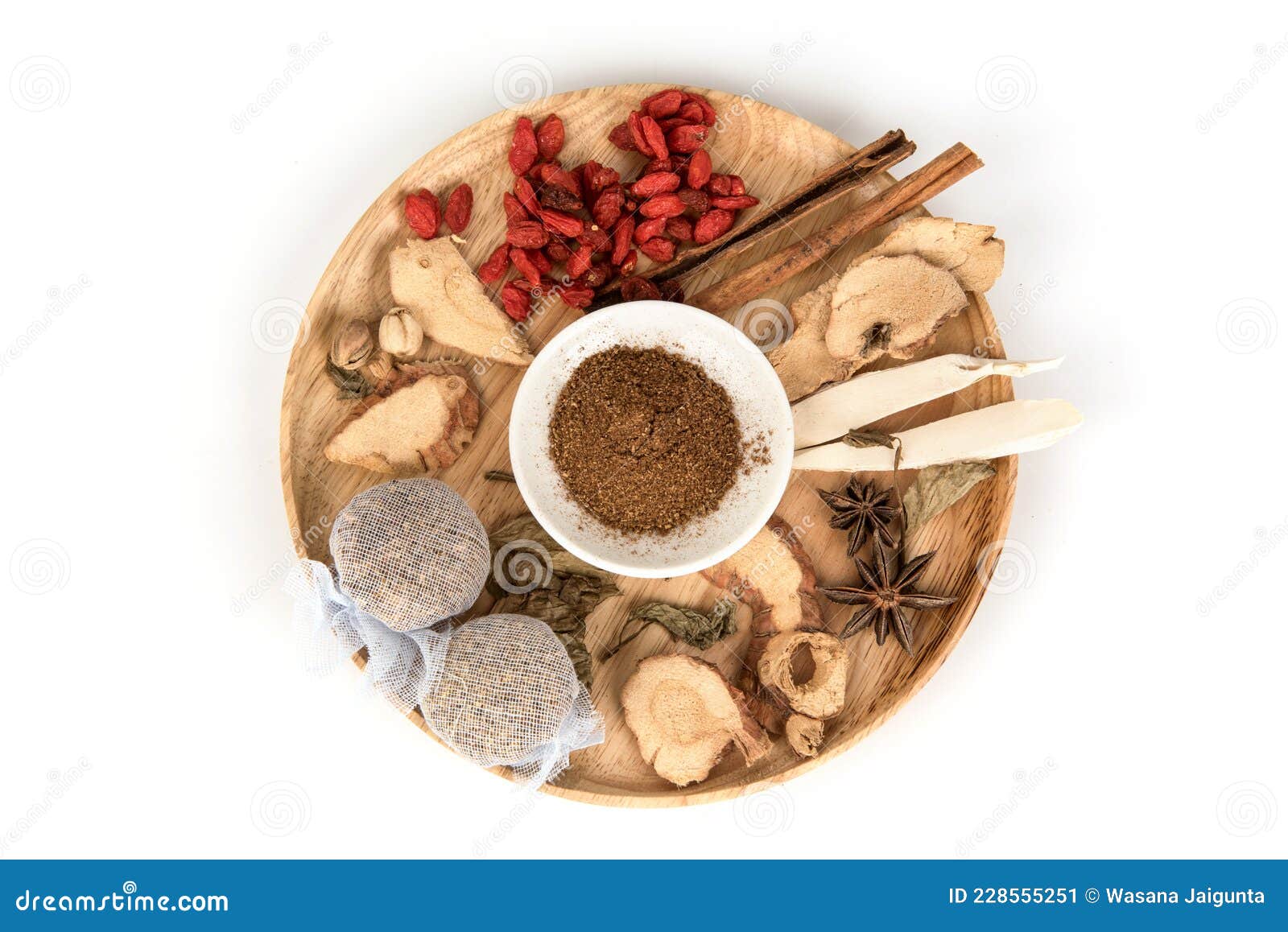 Chinese Stew Powder and Herbs Isolated on White Surface.top View,flat ...