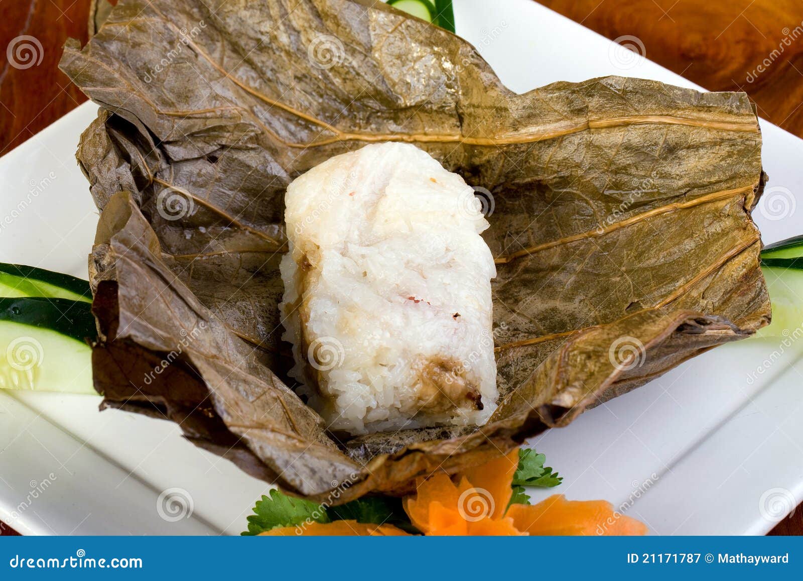 Chinese Sticky Rice in Lotus Leaf Stock Image - Image of leaf, lotus ...