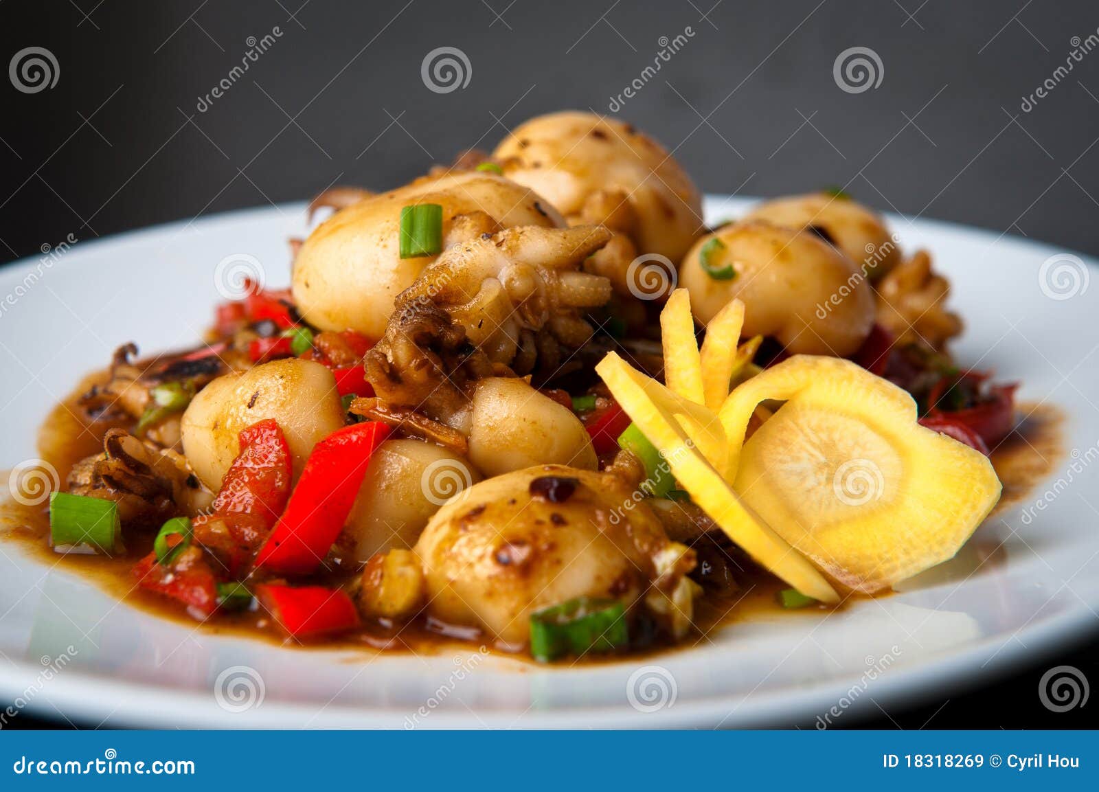 Chinese Stir-fried Baby Squid Stock Image - Image of cuisine, onion ...