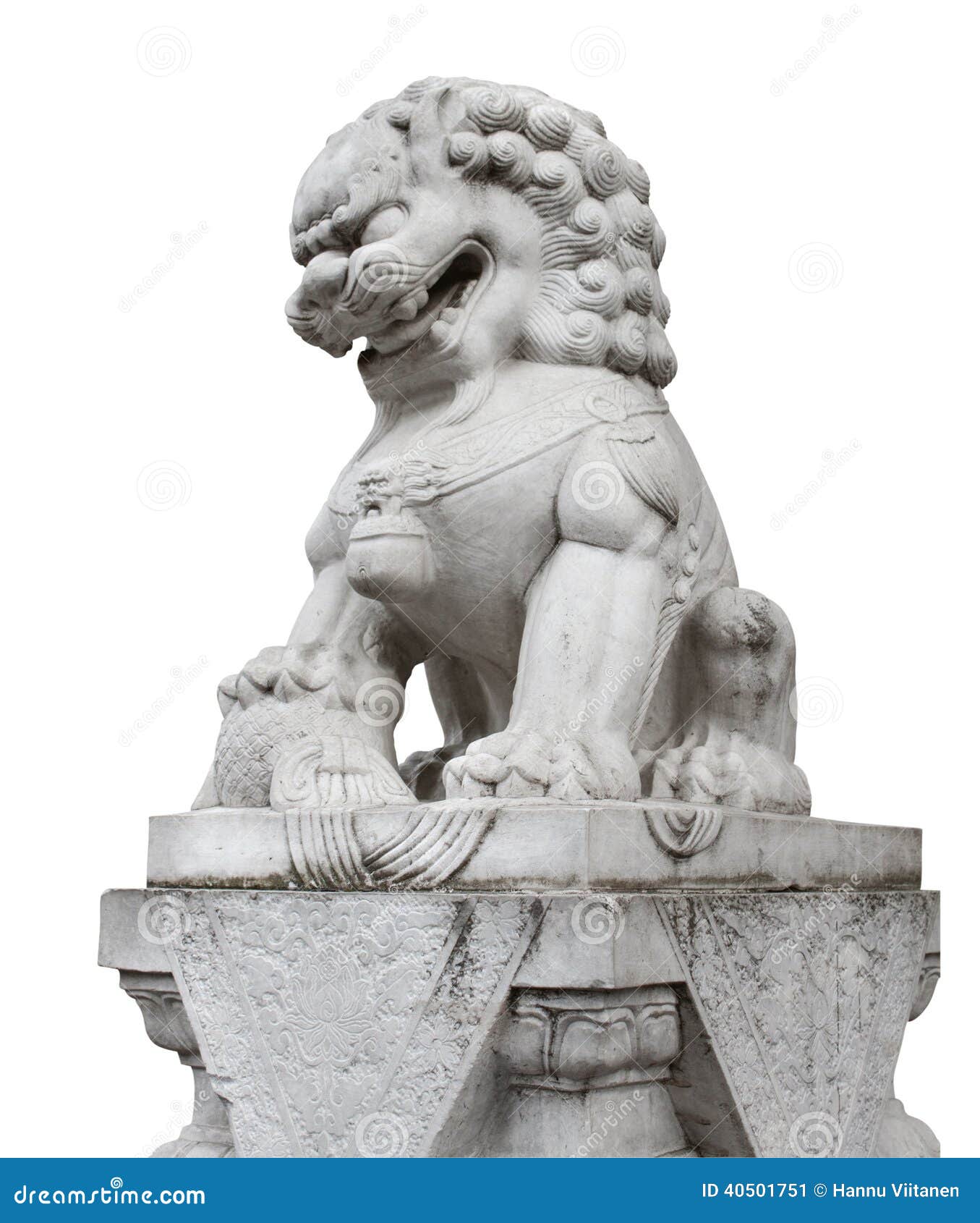 Chinese Stone Lion Isolated Stock Image - Image of oriental ...